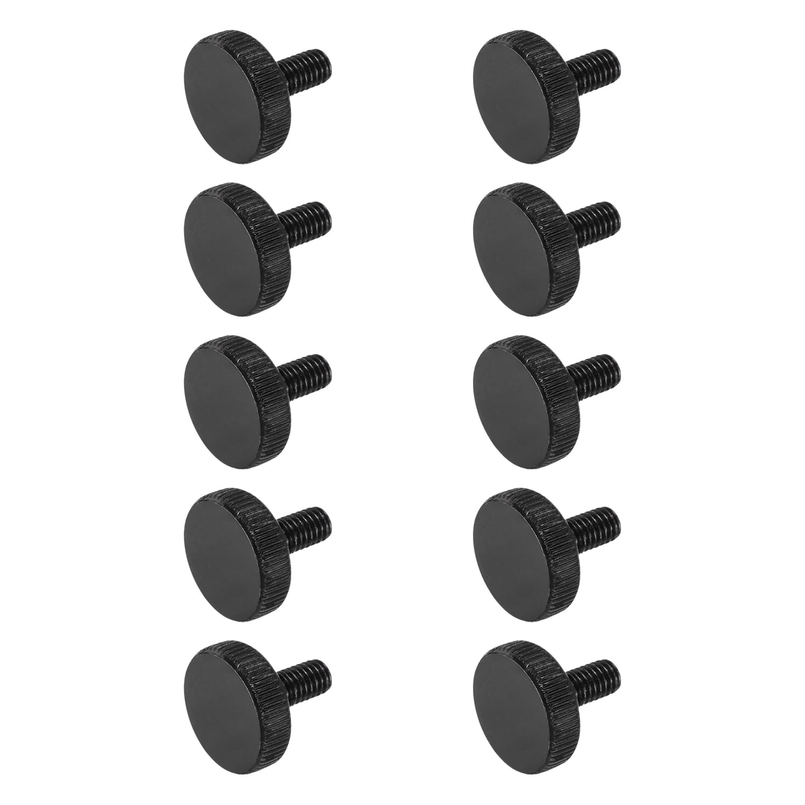 Uxcell M6x12mm Knurled Thumb Screws, Black Steel Flat Head Thumb Screws Zinc Plated Metric ...