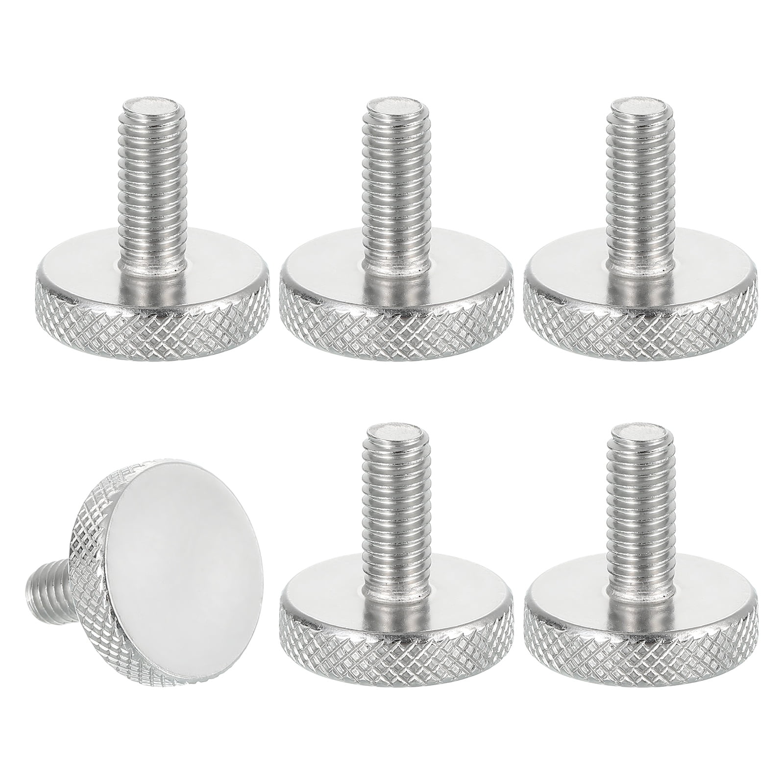 Uxcell M6x14mm Knurled Thumb Screws, 304 Stainless Steel Flat Head Thumb Screws Metric Diamond ...