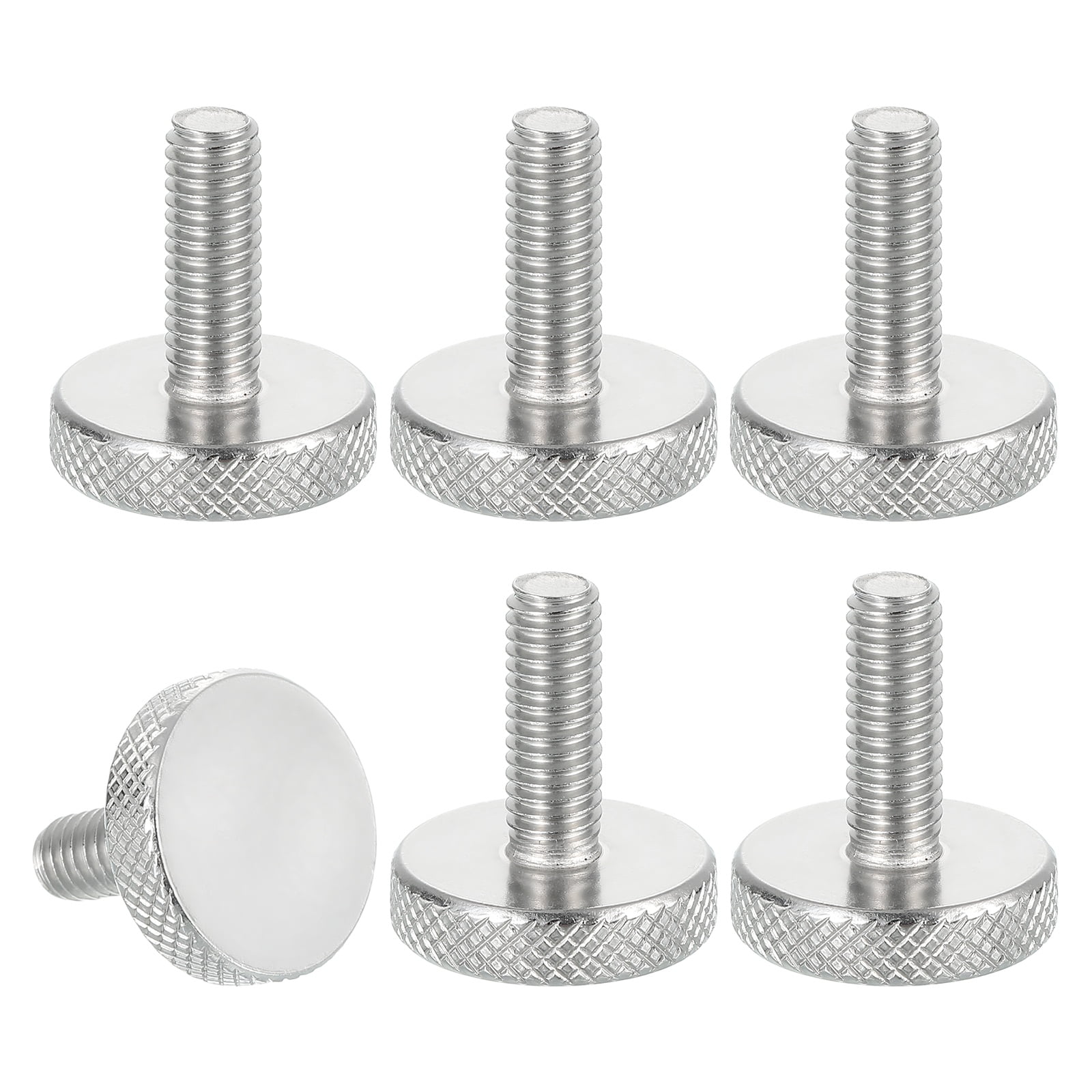 Uxcell M6x16mm Knurled Thumb Screws, 304 Stainless Steel Flat Head ...