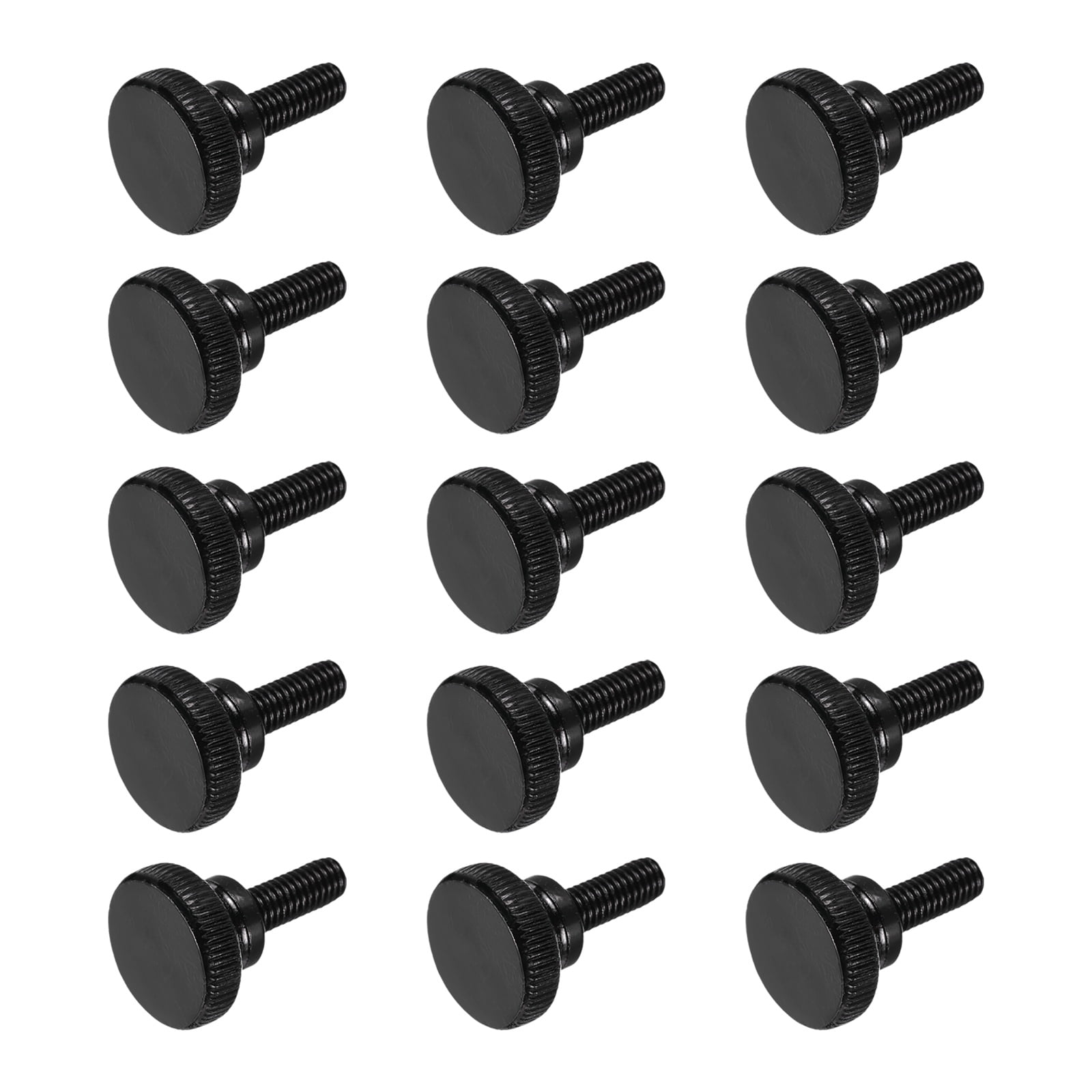 Uxcell M6x16mm Knurled Thumb Screws, Black Steel Flat Head Thumb Screws ...