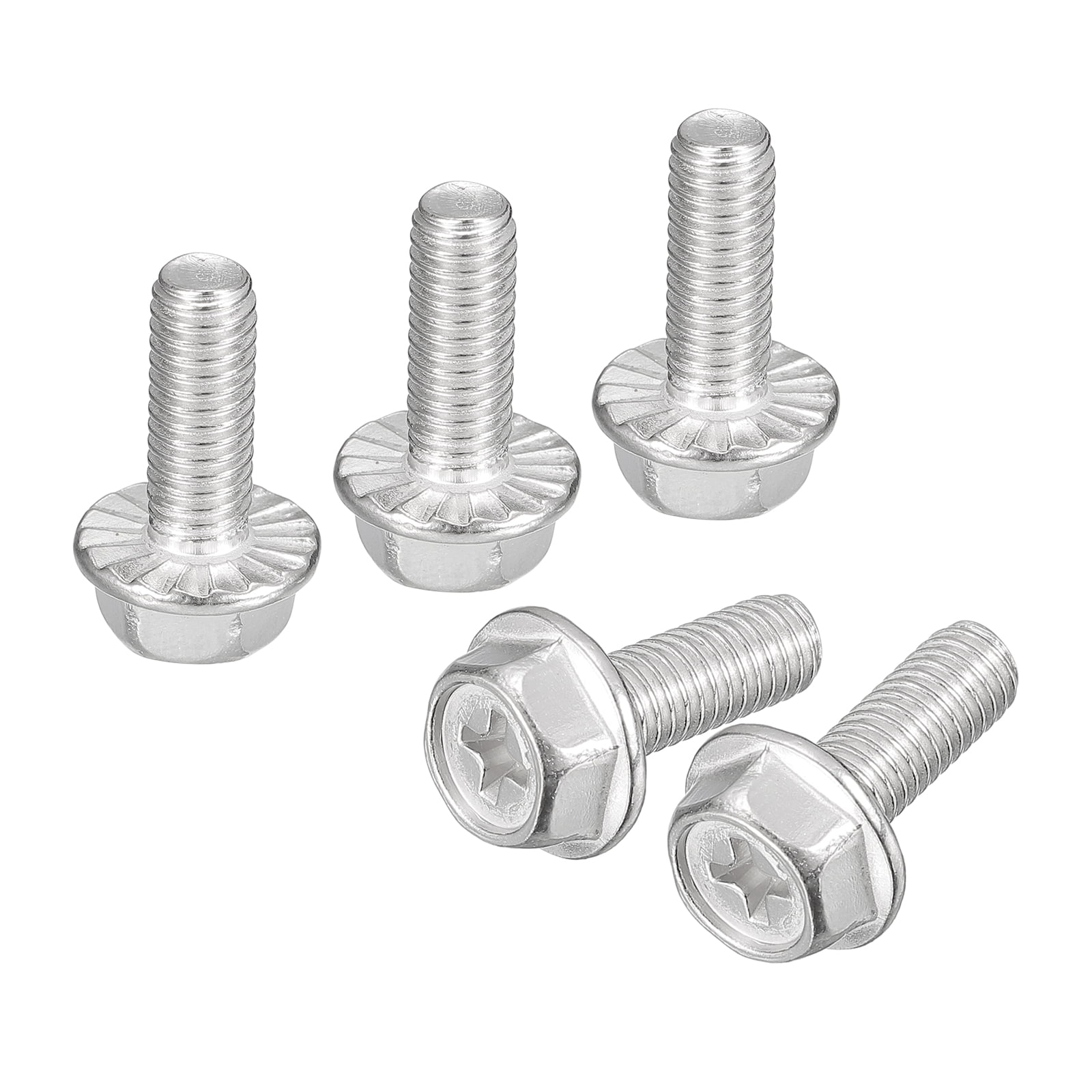 Uxcell M6x16mm Phillips Hex Head Flange Bolts, 10 Pack 304 Stainless ...