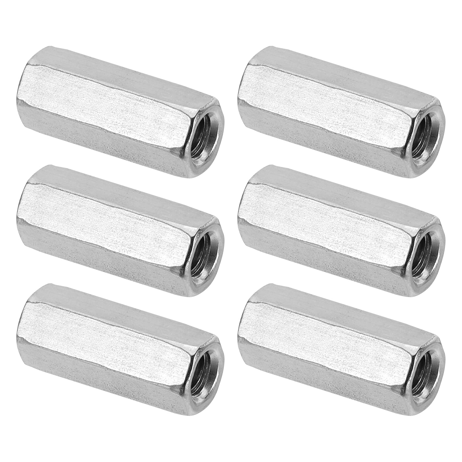 Uxcell M6x1mm Stainless Steel Hex Coupling Nuts, 6pcs 25mm Threaded Rod ...