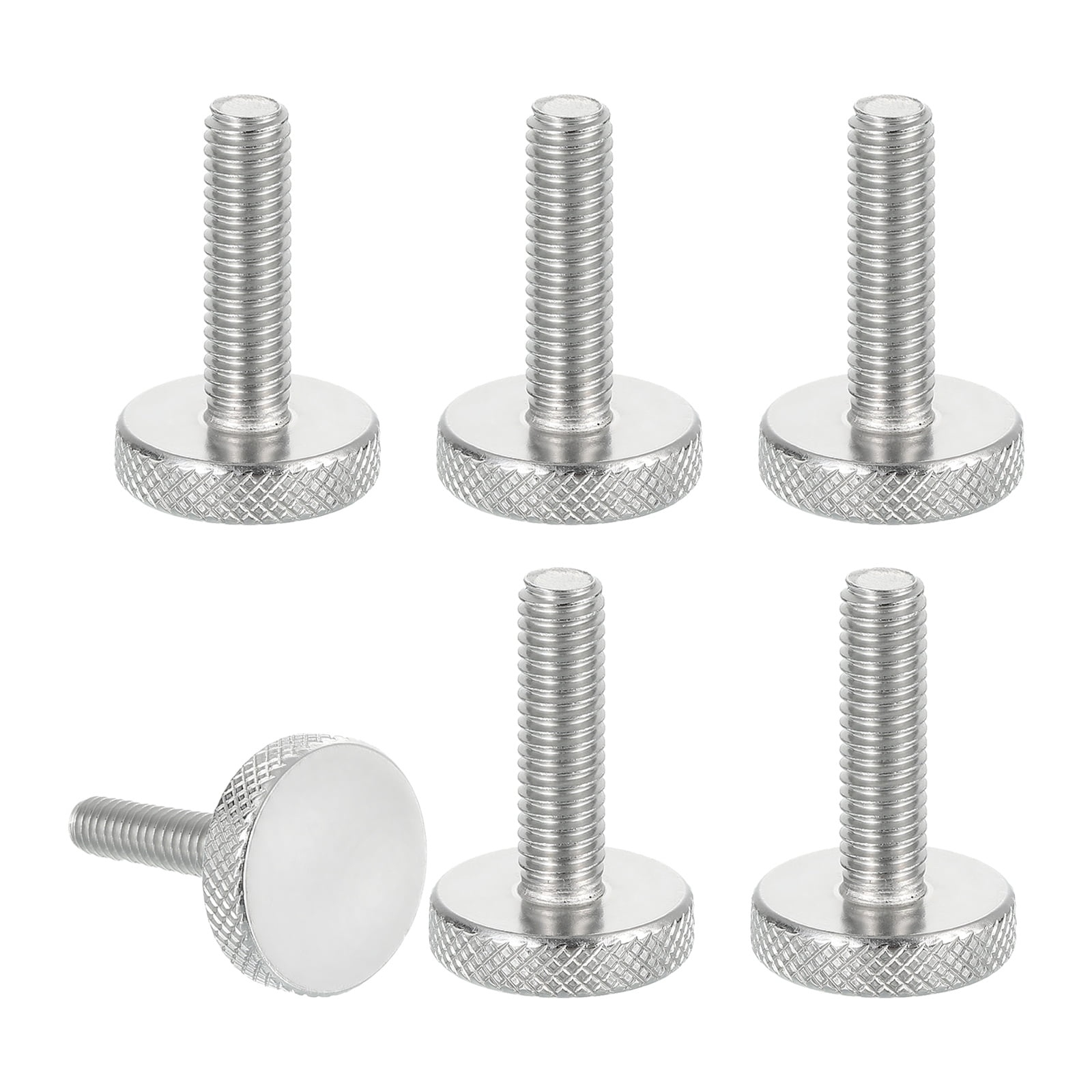 Uxcell M6x20mm Knurled Thumb Screws, 304 Stainless Steel Flat Head ...