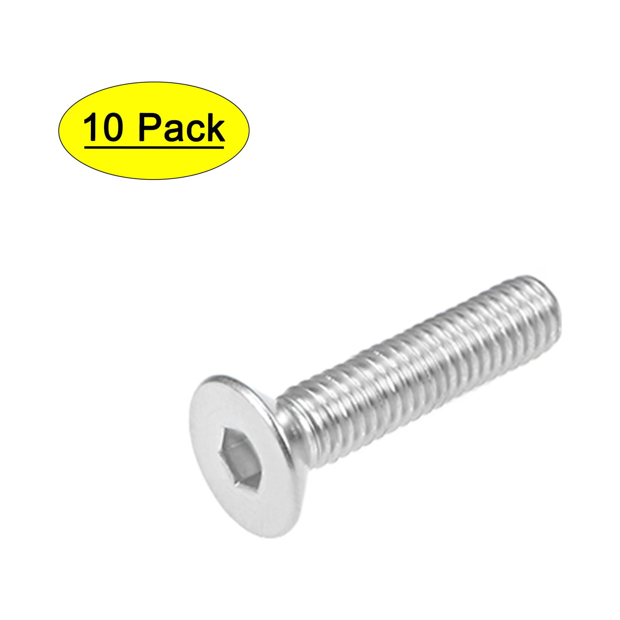 Uxcell M6x25mm Flat Head Machine Screws Inner Hex Screw 304 Stainless Steel Fasteners Bolts 10 ...