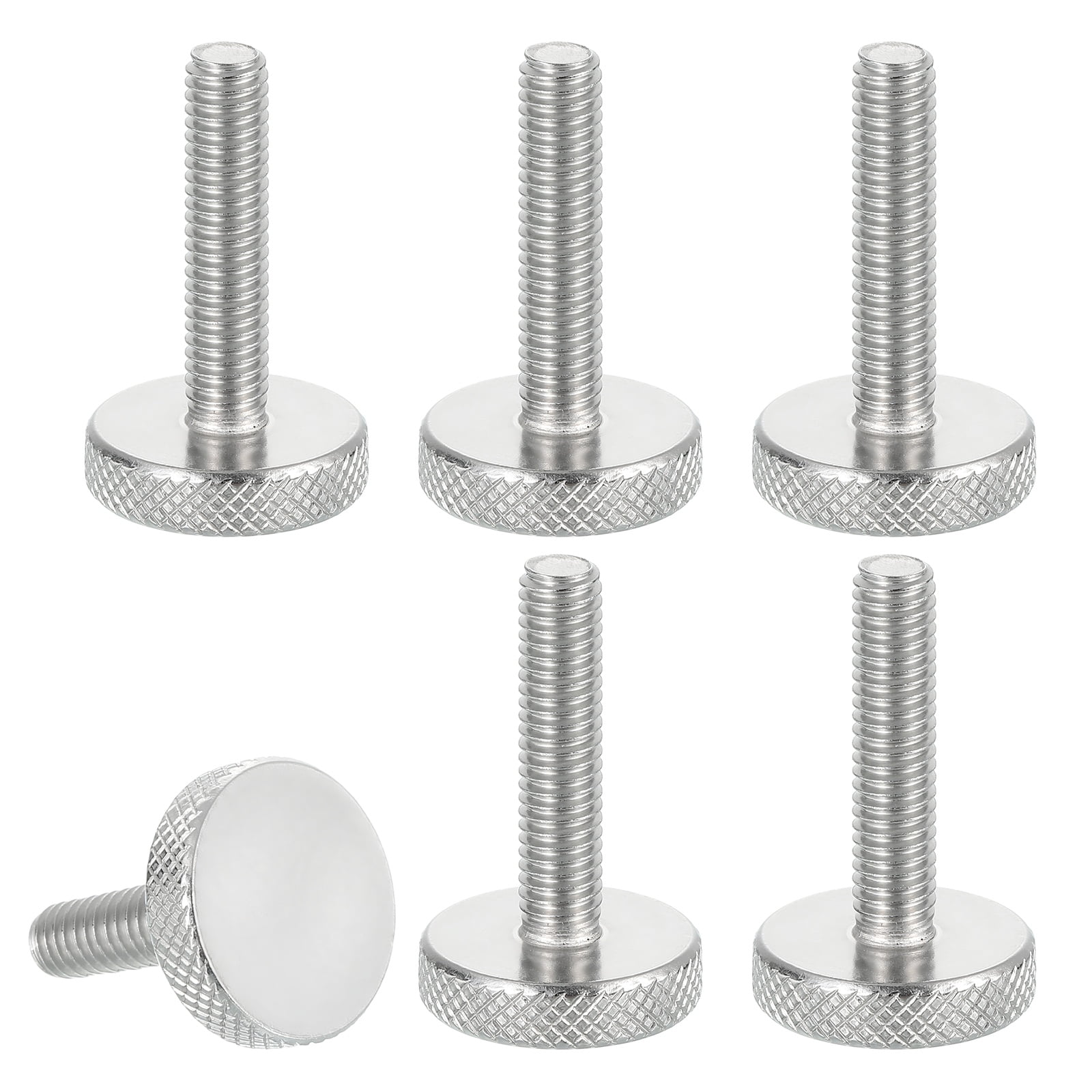 Uxcell M6x25mm Knurled Thumb Screws, 304 Stainless Steel Flat Head Thumb Screws Metric Diamond ...