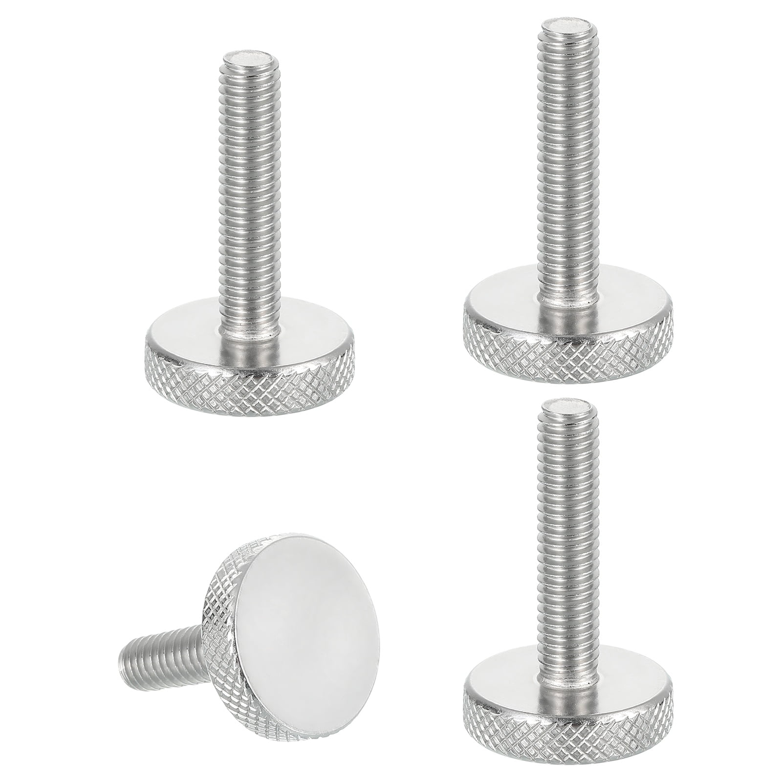 Uxcell M6x25mm Knurled Thumb Screws, 304 Stainless Steel Flat Head Thumb Screws Metric Diamond ...