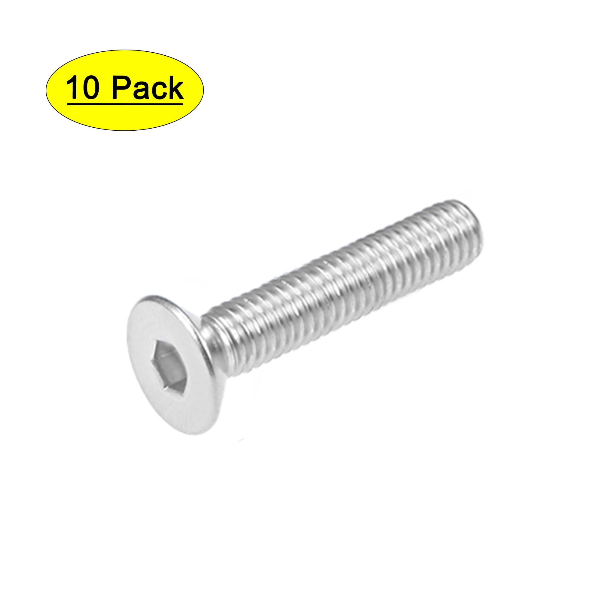 Uxcell M6x30mm Flat Head Machine Screws Inner Hex Screw 304 Stainless Steel Fasteners Bolts 10 ...