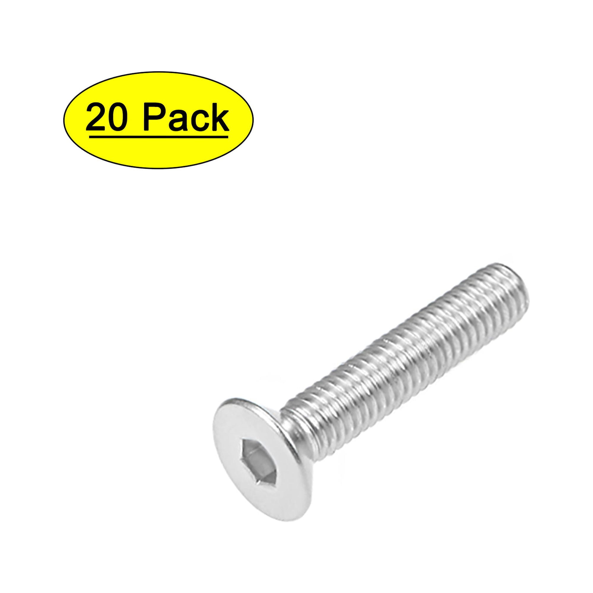 Uxcell M6x30mm Flat Head Machine Screws Inner Hex Screw 304 Stainless Steel Fasteners Bolts 20 ...