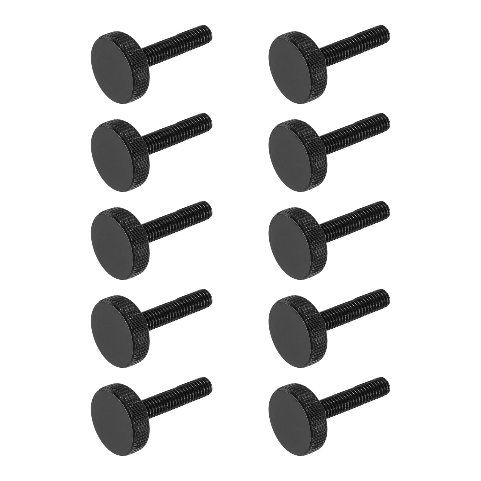 Uxcell M6x35mm Knurled Thumb Screws, Black Steel Flat Head Thumb Screws ...