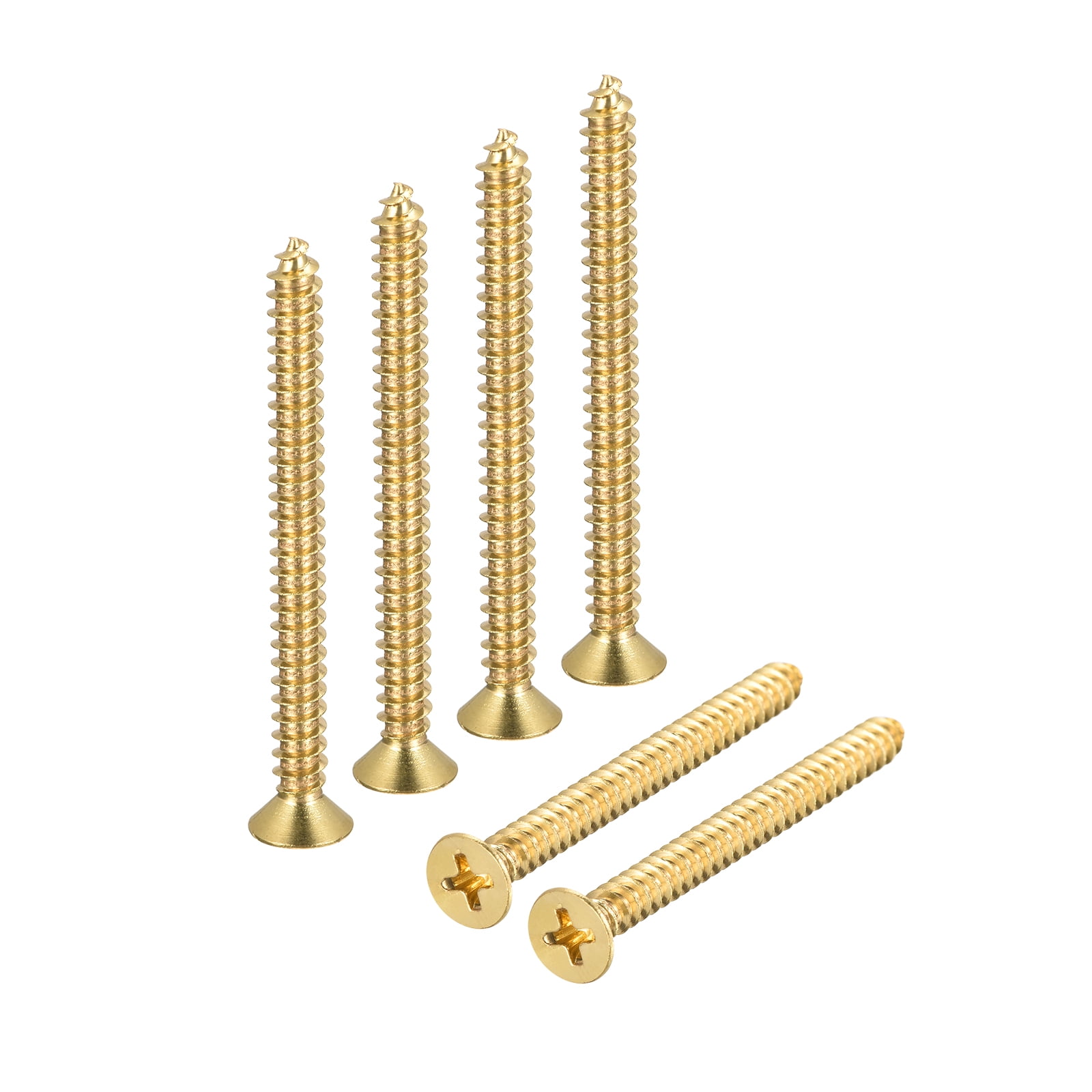 Uxcell M6x60mm Brass Wood Screws, Phillips Flat Head Self Tapping ...