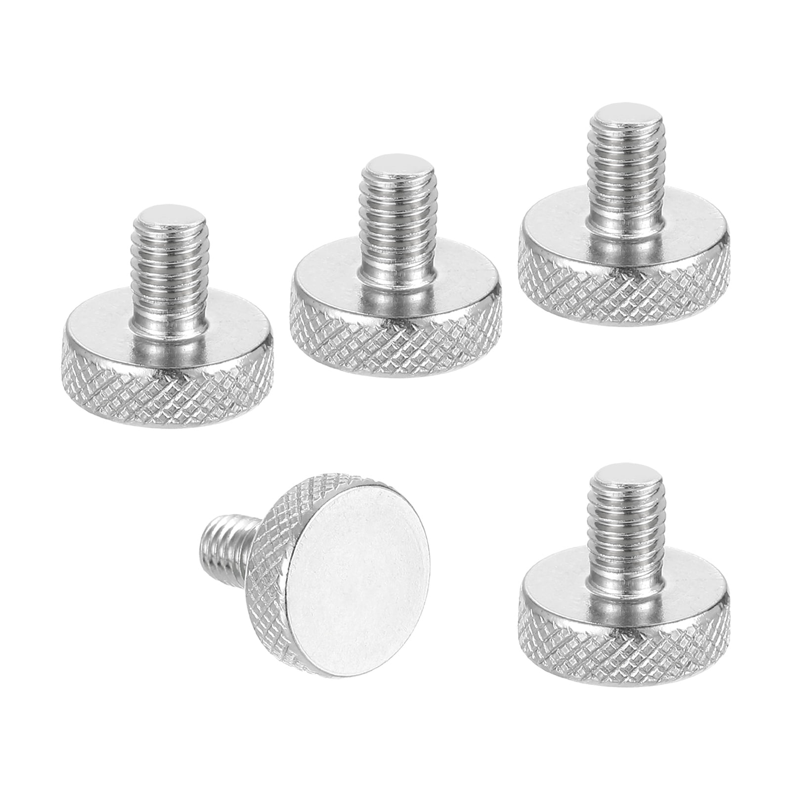 Uxcell M6x8mm Knurled Thumb Screws, 304 Stainless Steel Flat Head Thumb ...