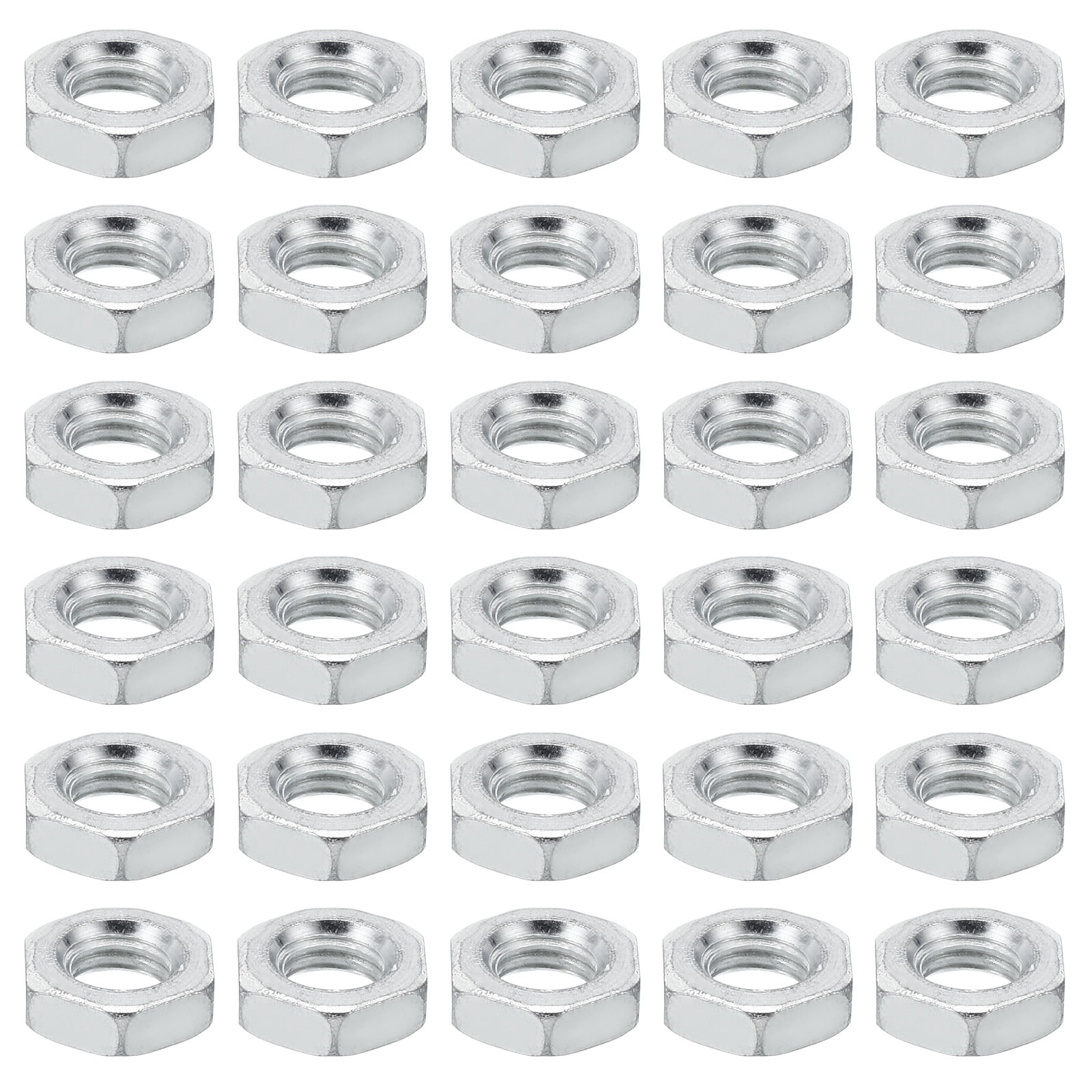 Uxcell M7x1.0 Steel Hex Nuts 100 Pcs Metric Thread Zinc Plated Finished Hardware Nuts Screw Bolt ...