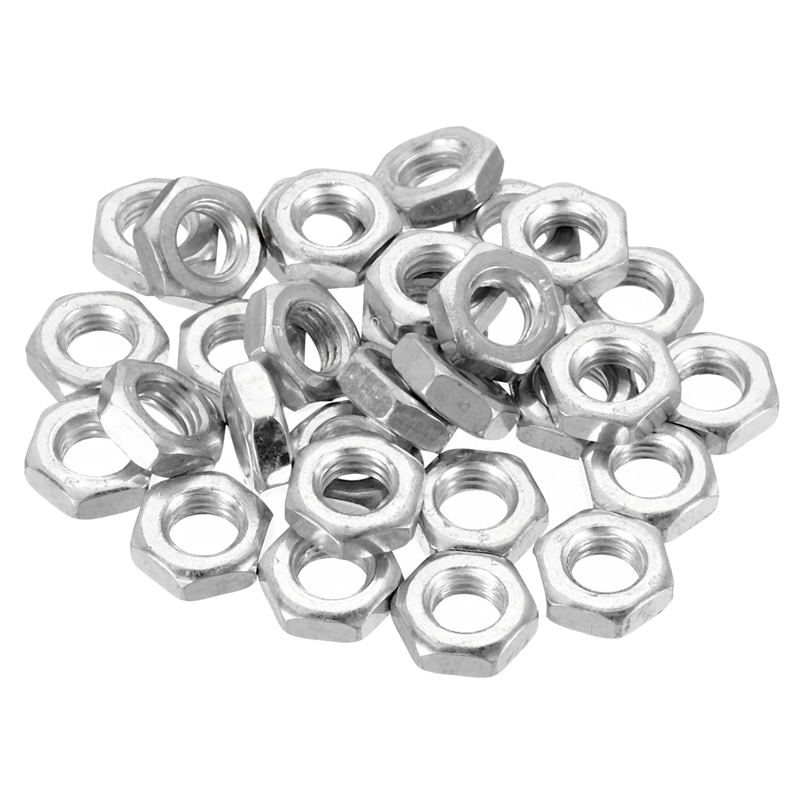 Uxcell M7x1.0 Steel Hex Nuts Zinc Plated Hardware Nuts Screw Bolt Fasteners 4mm Height 30 Pack ...