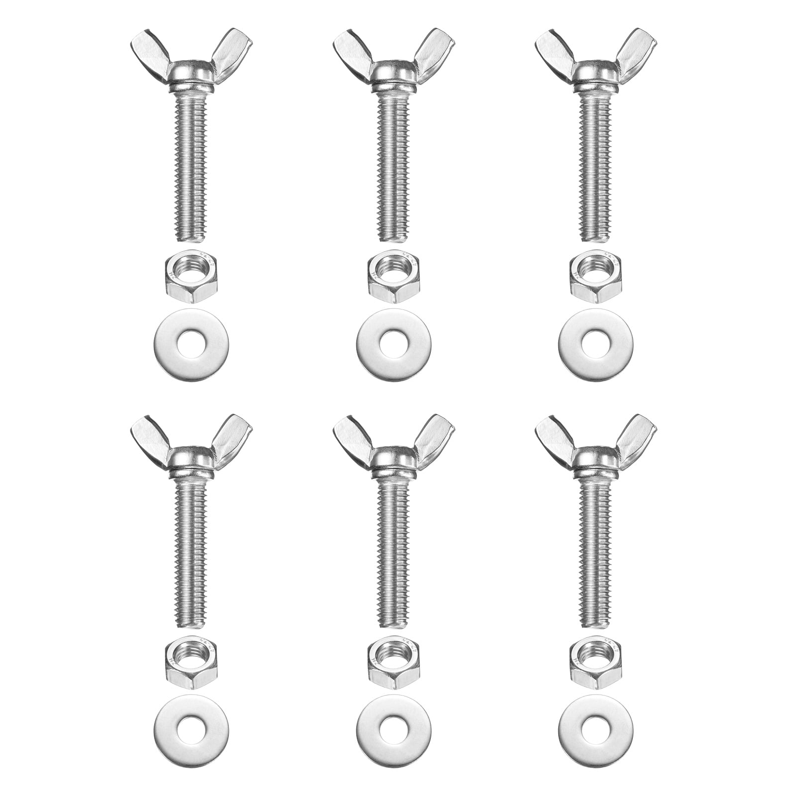Uxcell M8-1.25 x 35 mm Wing Butterfly Screw, 6 Pcs Wing Nuts and Bolts ...