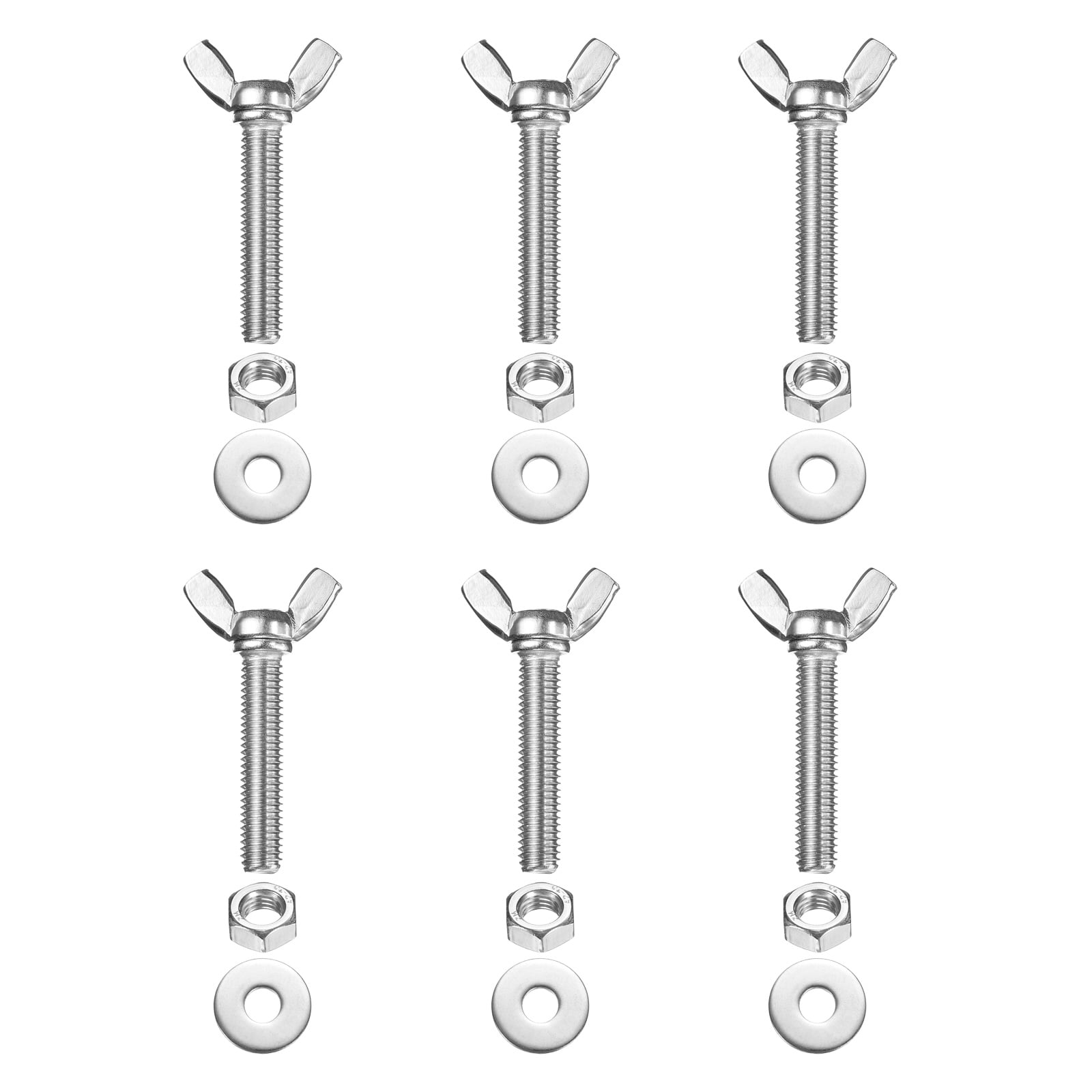 Uxcell M8-1.25 x 40 mm Wing Butterfly Screw, 6 Pcs Wing Nuts and Bolts ...