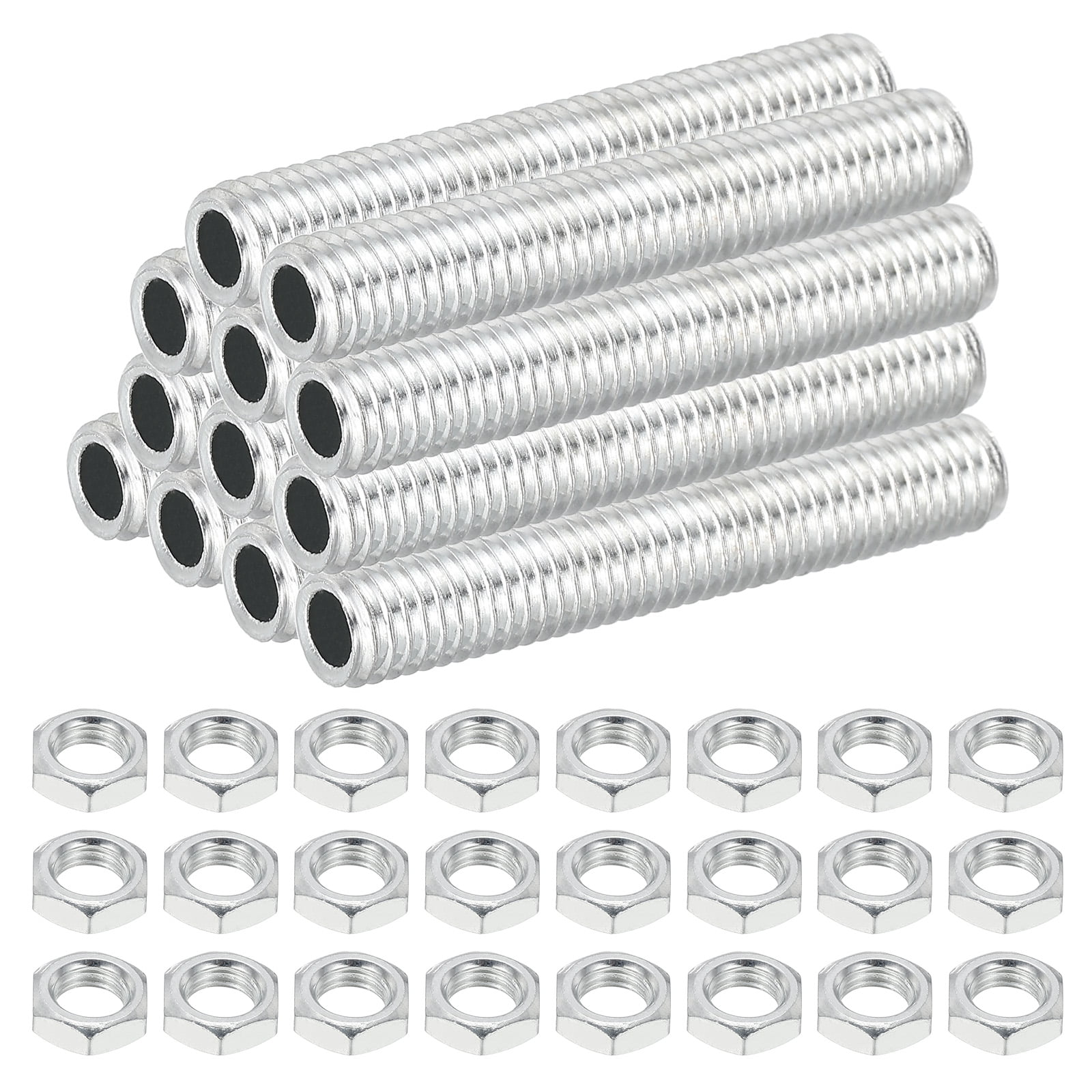 Uxcell M8 Fine Thread Carbon Steel Lamp Pipe Kit, 12 Set 50mm/1.97 ...