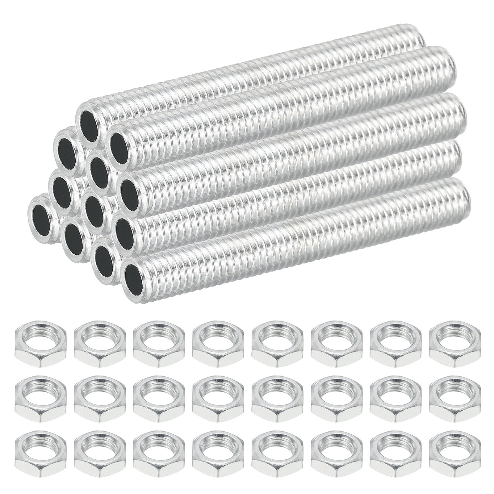 Uxcell M8 Fine Thread Carbon Steel Lamp Pipe Kit, 12 Set 60mm/2.36 ...