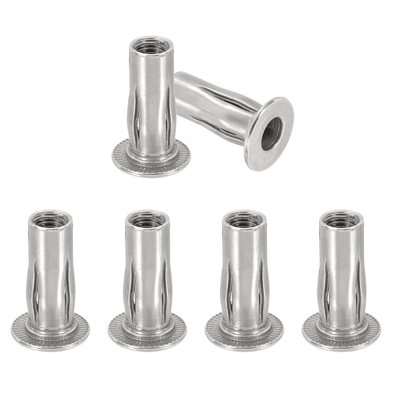 Uxcell M8 Multi-Grip Rivet Nuts Pre-Bulbed Shank Flat Head Threaded Insert Nuts Carbon Steel, 6 ...