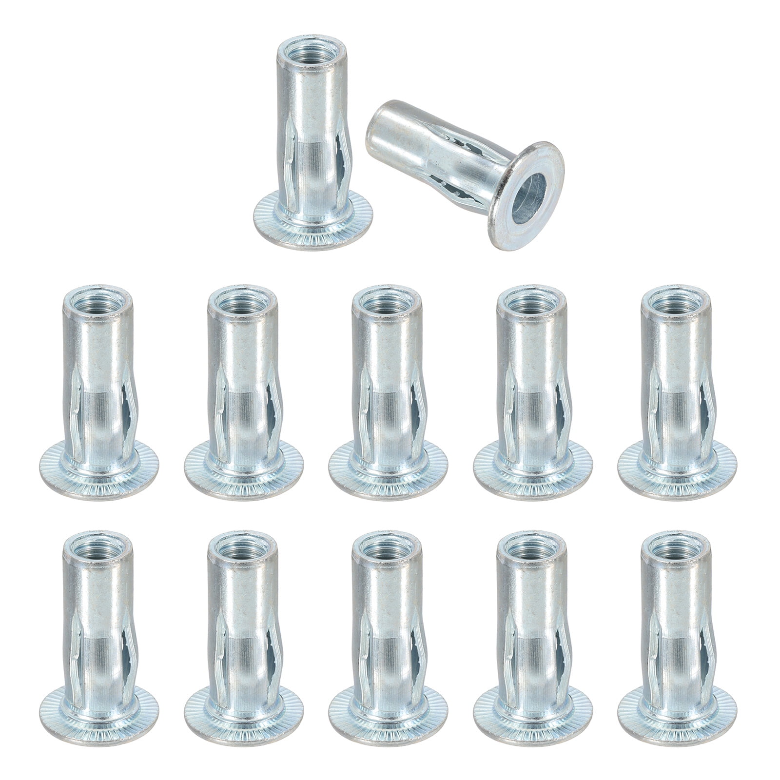 Uxcell M8 Multi-Grip Rivet Nuts Pre-Bulbed Shank Flat Head Threaded Insert Nuts Carbon Steel ...
