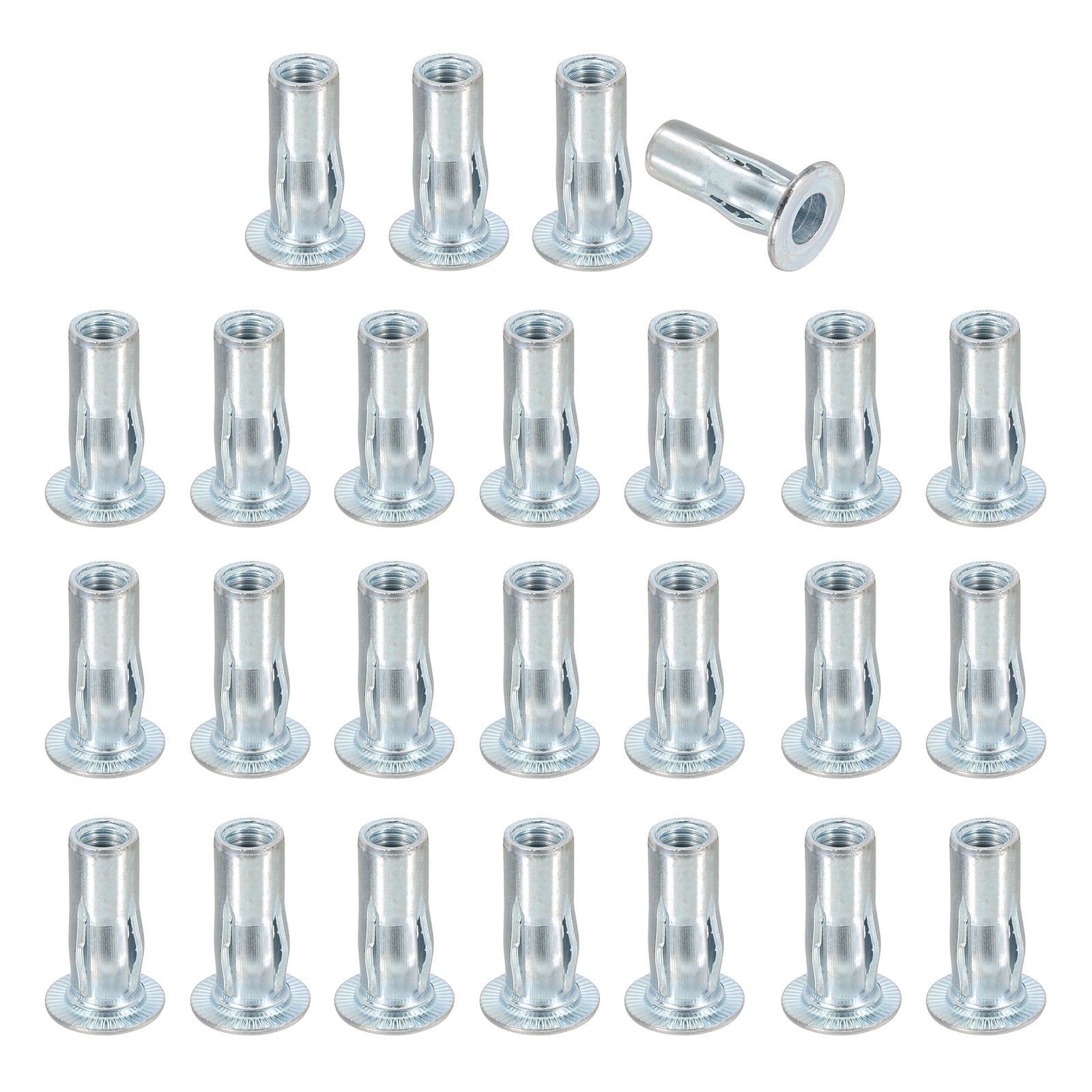 Uxcell M8 Multi-Grip Rivet Nuts Pre-Bulbed Shank Flat Head Threaded Insert Nuts Carbon Steel ...