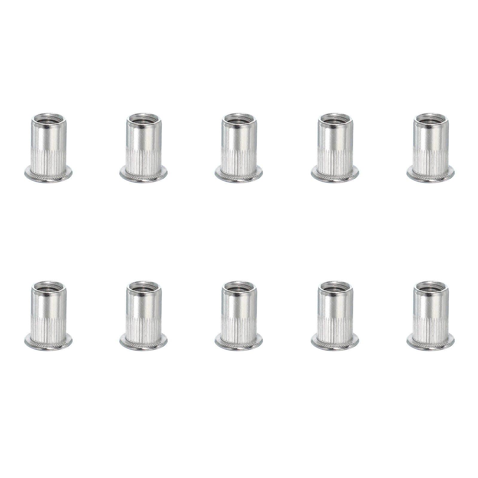 Uxcell M8 Rivet Nuts, 10 Pcs 304 Stainless Steel Knurled Flat Head ...