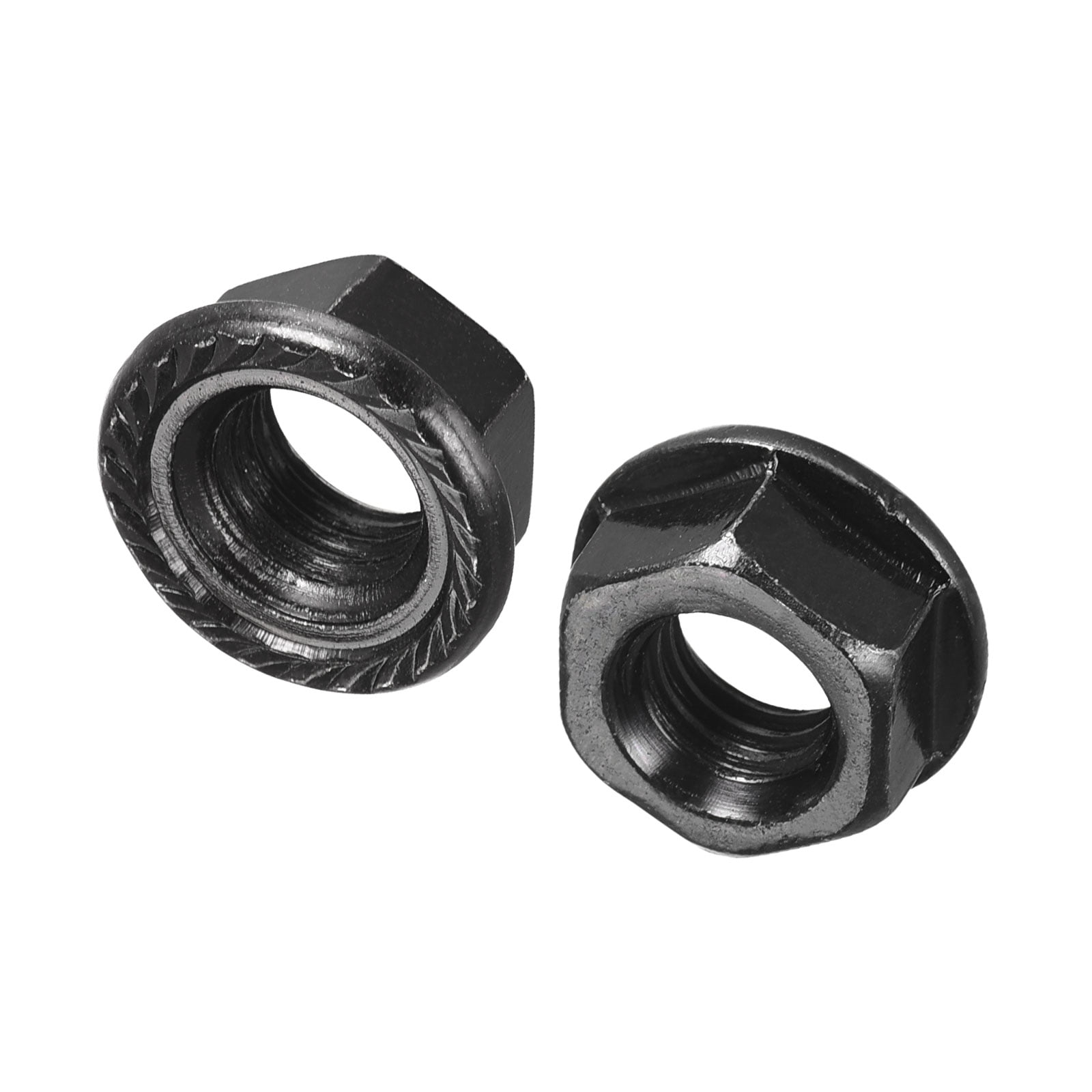Uxcell M8 Serrated Flange Hex Lock Nuts, Carbon Steel Black Oxide ...