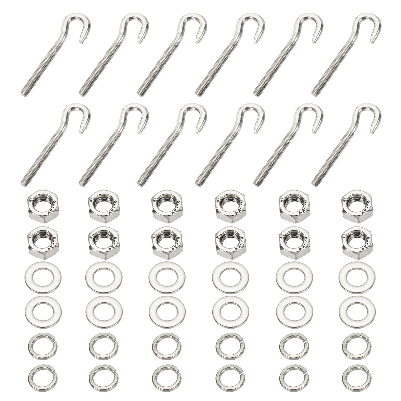 Uxcell M8 Stainless Steel Eye Bolt, 12 Set Hook Eyelet Bolts with Nut ...
