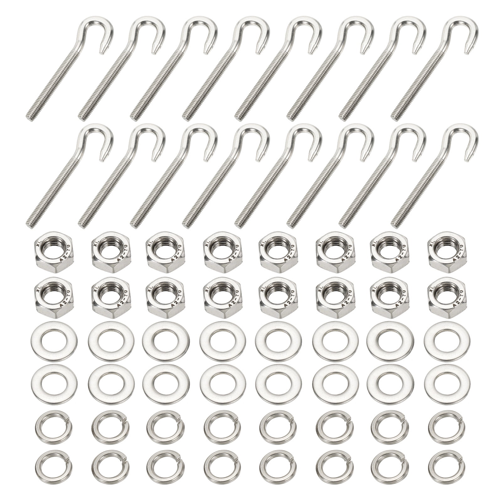 Uxcell M8 Stainless Steel Eye Bolt, 16 Set Hook Eyelet Bolts with Nut ...