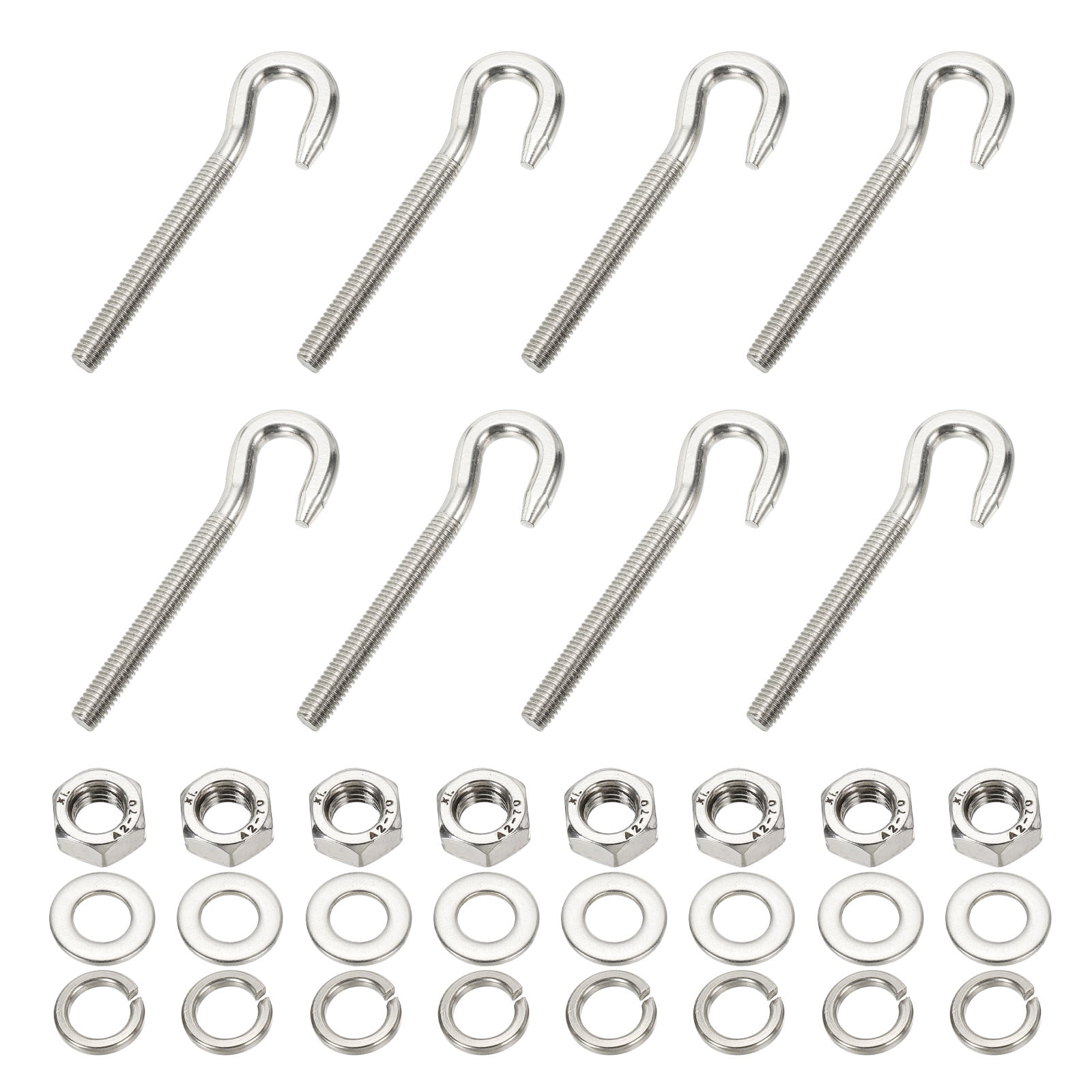 Uxcell M8 Stainless Steel Eye Bolt, 8 Set Hook Eyelet Bolts with Nut ...