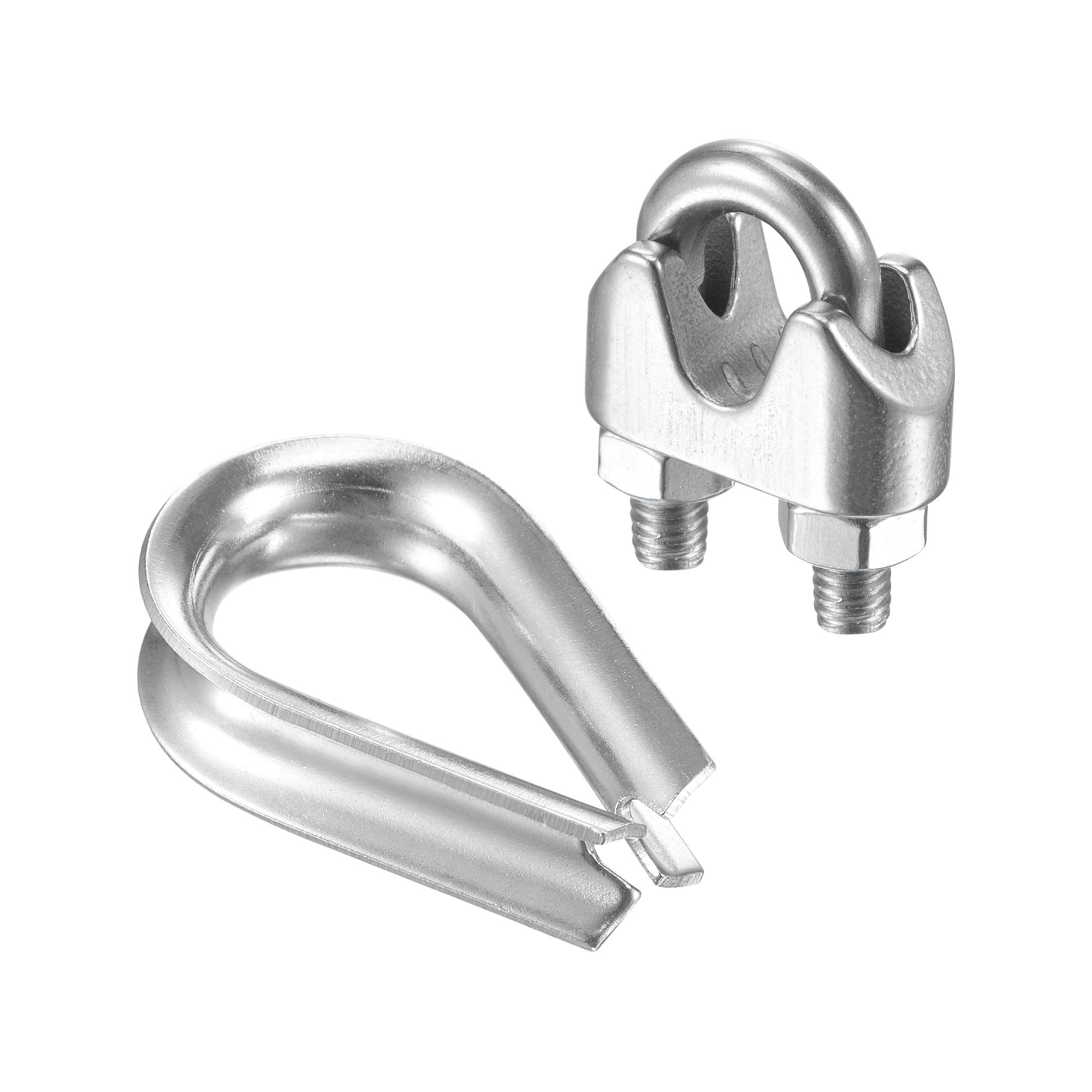 Uxcell M8 Stainless Steel Wire Rope Clip Kit, Included Rope Clamp 10 ...