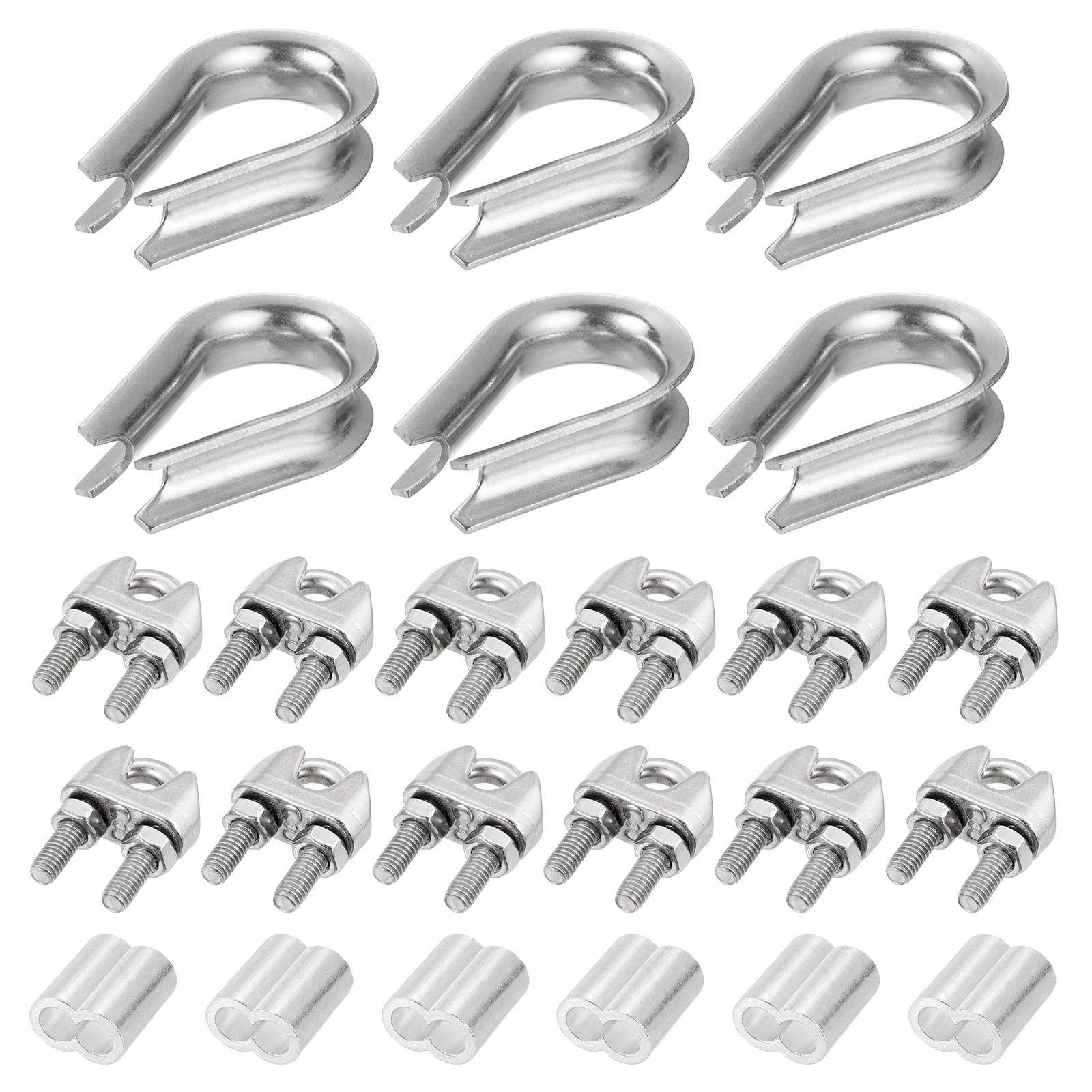 Uxcell M8 Wire Rope Accessory Set for 5/16" Dia, 12Pcs Cable Clip Clamp ...