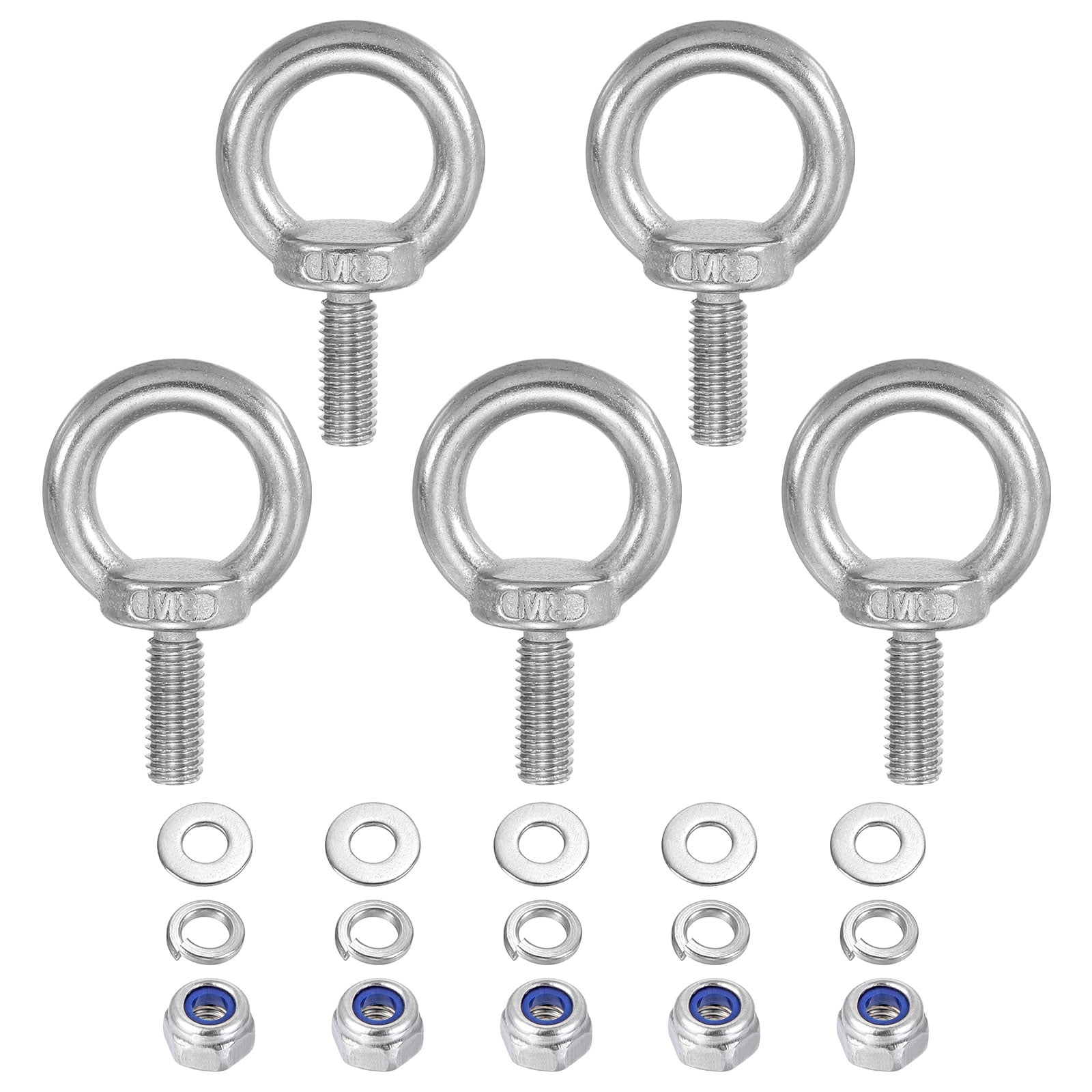 Uxcell M8 x 20mm Lifting Shoulder Eye Bolt 304 Stainless Steel Lifting ...