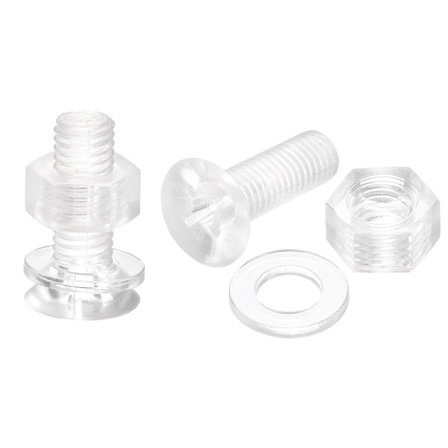 Uxcell M8 x 25mm Plastic Phillips Machine Screws with Nuts and Flat ...