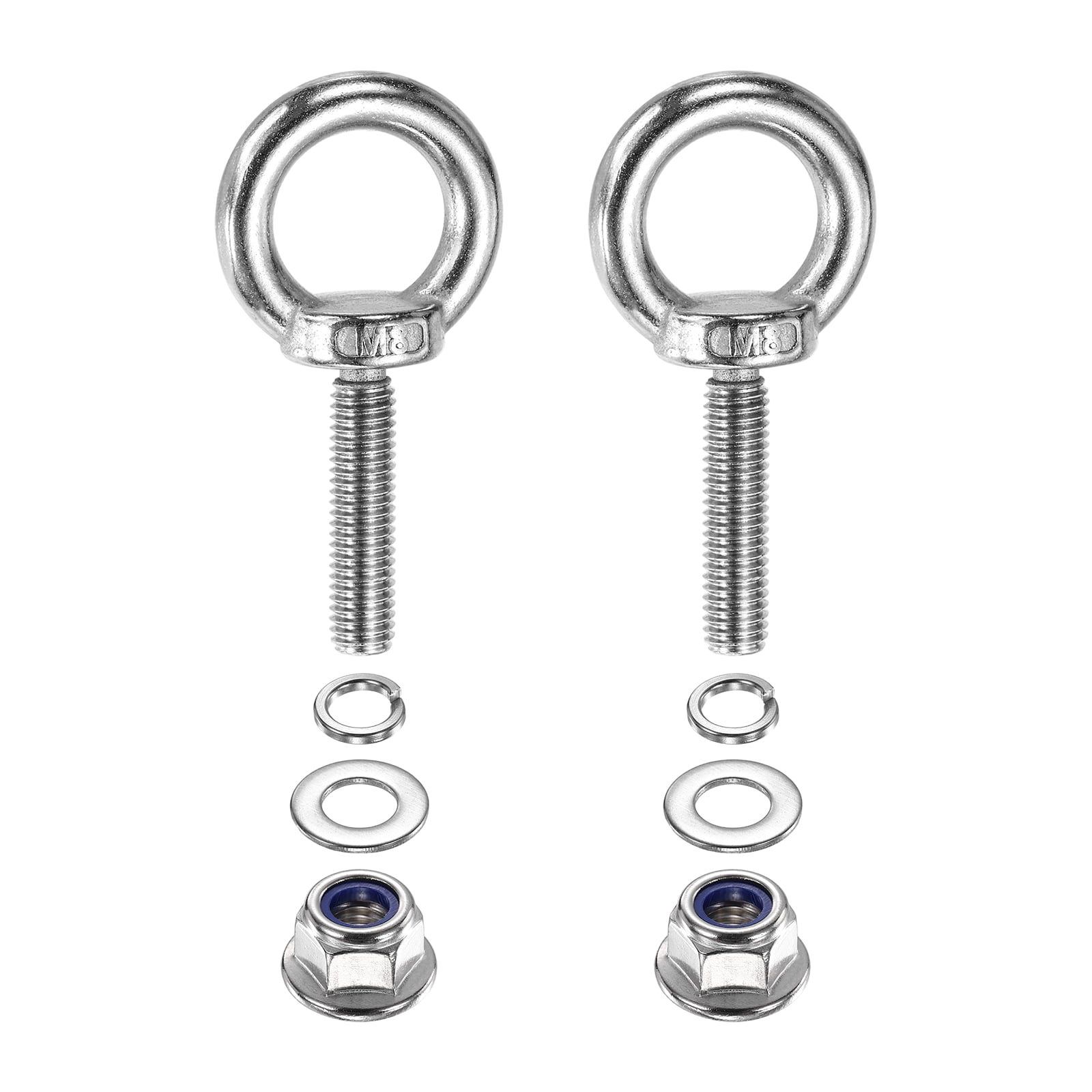 Uxcell M8 x 35mm Shoulder Eye Bolt, 2 Pcs 302 Stainless Steel Lifting ...