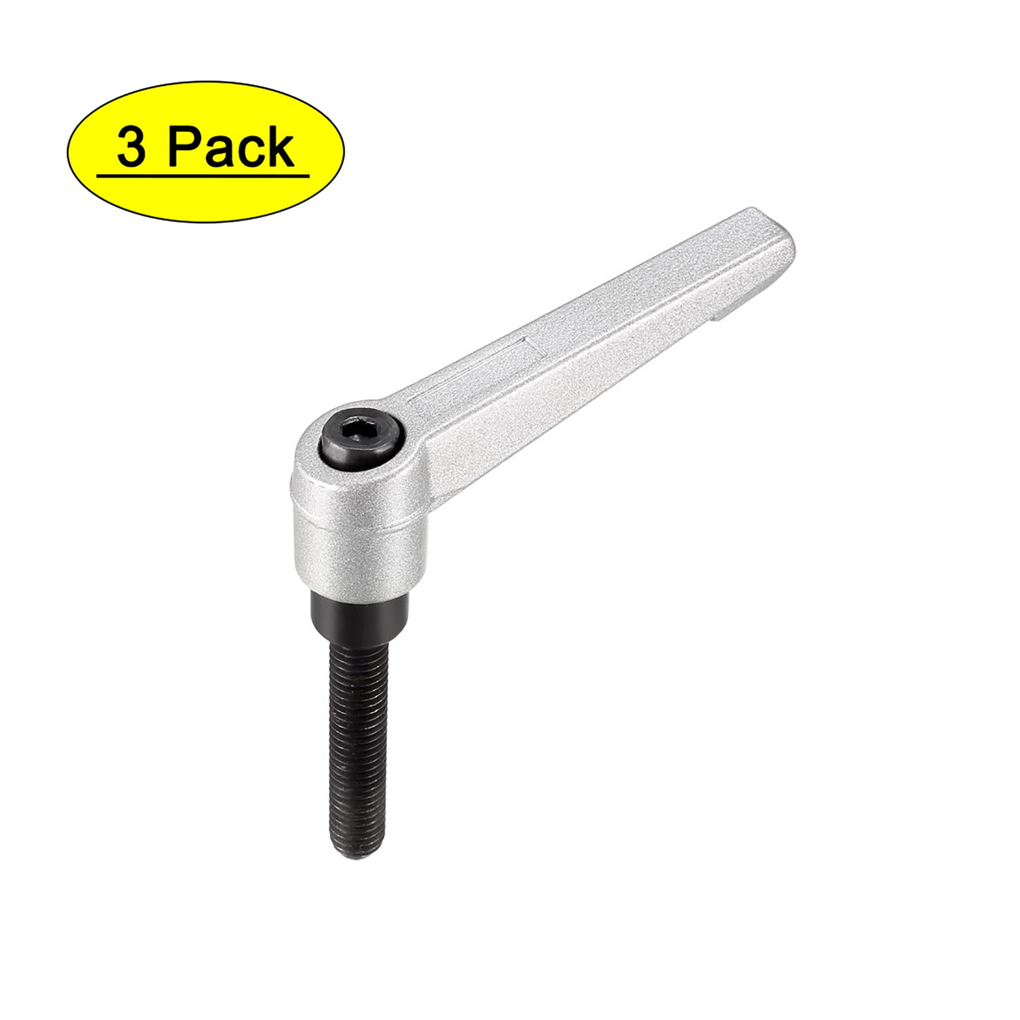 Uxcell M8 x 40mm Metric Adjustable Clamping Lever Handle with Stud Silver Tone 3 Pack - Walmart.com