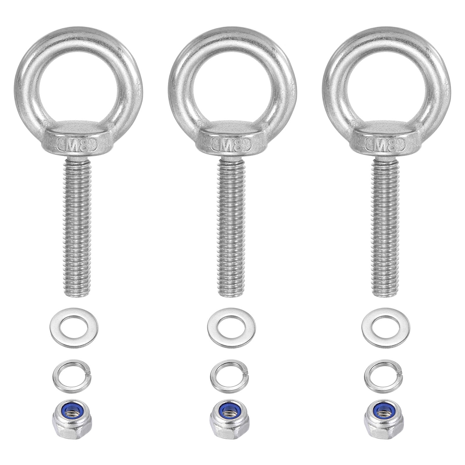 Uxcell M8 x 50mm Lifting Shoulder Eye Bolt 304 Stainless Steel Lifting ...