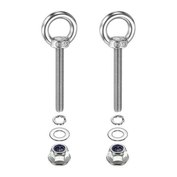 Uxcell M8 x 60mm Shoulder Eye Bolt, 2 Pcs 302 Stainless Steel Lifting ...