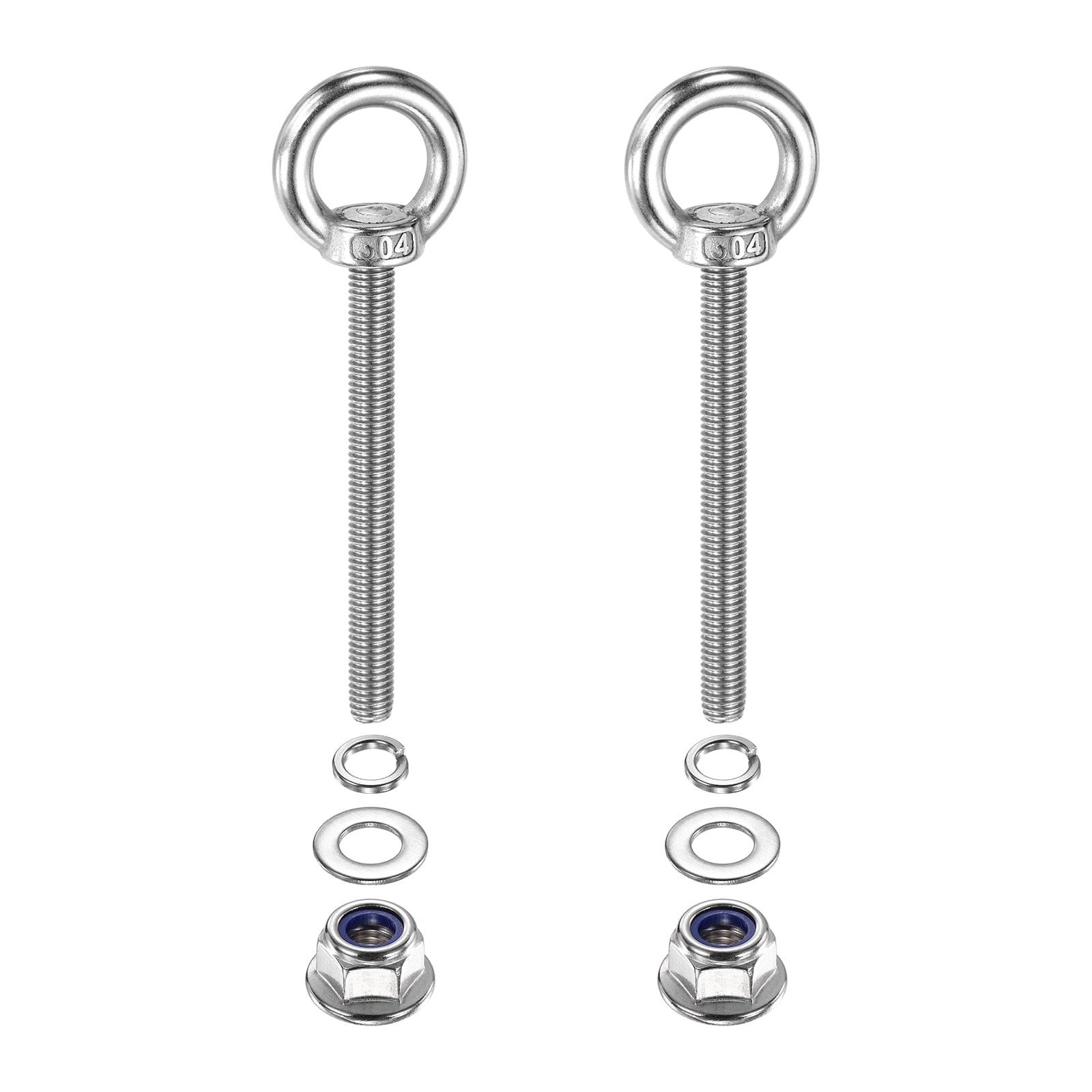 Uxcell M8 x 80mm Shoulder Eye Bolt, 2 Pcs 302 Stainless Steel Lifting ...