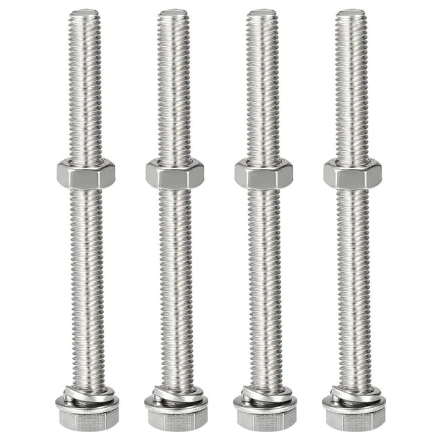 Uxcell M8 x 90mm 304 Stainless Steel Hex Head Screws Bolts, Nuts, Flat & Lock Washers Kits 4 ...