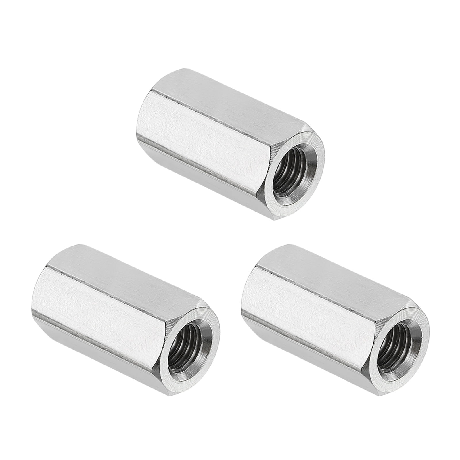 Uxcell M8x1.25 Pitch 304 Stainless Steel Hex Coupling Nuts, 3 Pcs 24mm ...