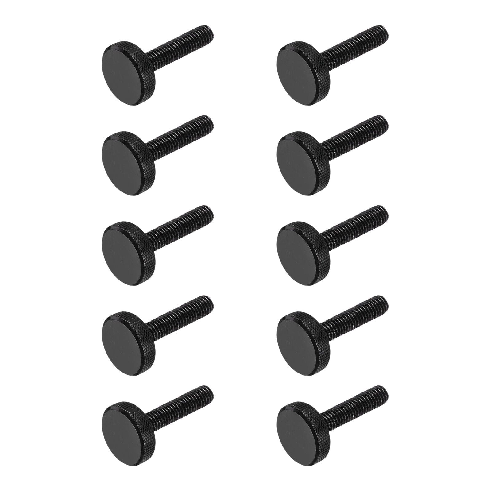 Uxcell M8x30mm Knurled Thumb Screws, Black Steel Flat Head Thumb Screws Zinc Plated Metric ...