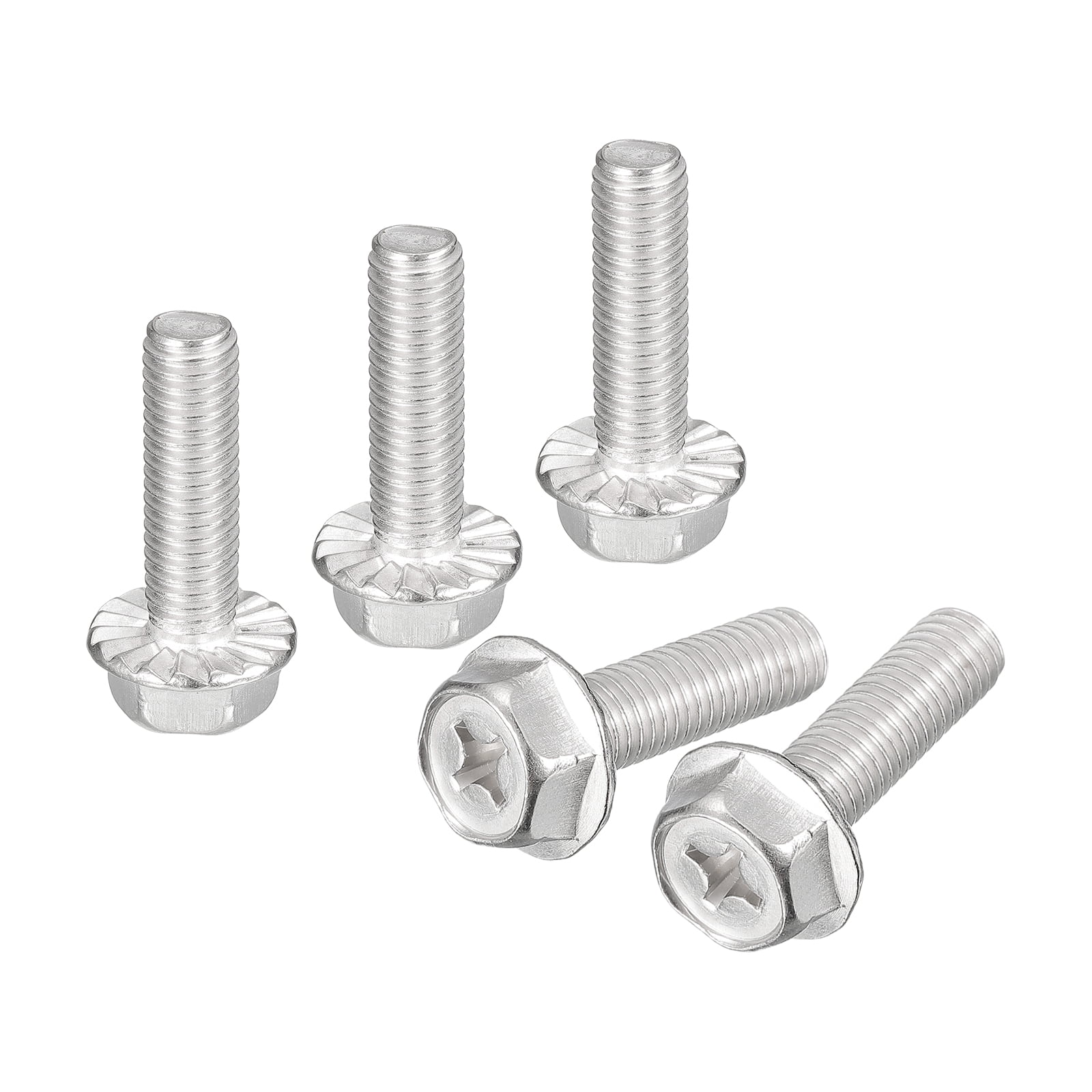 Uxcell M8x30mm Phillips Hex Head Flange Bolts, 5 Pack 304 Stainless ...