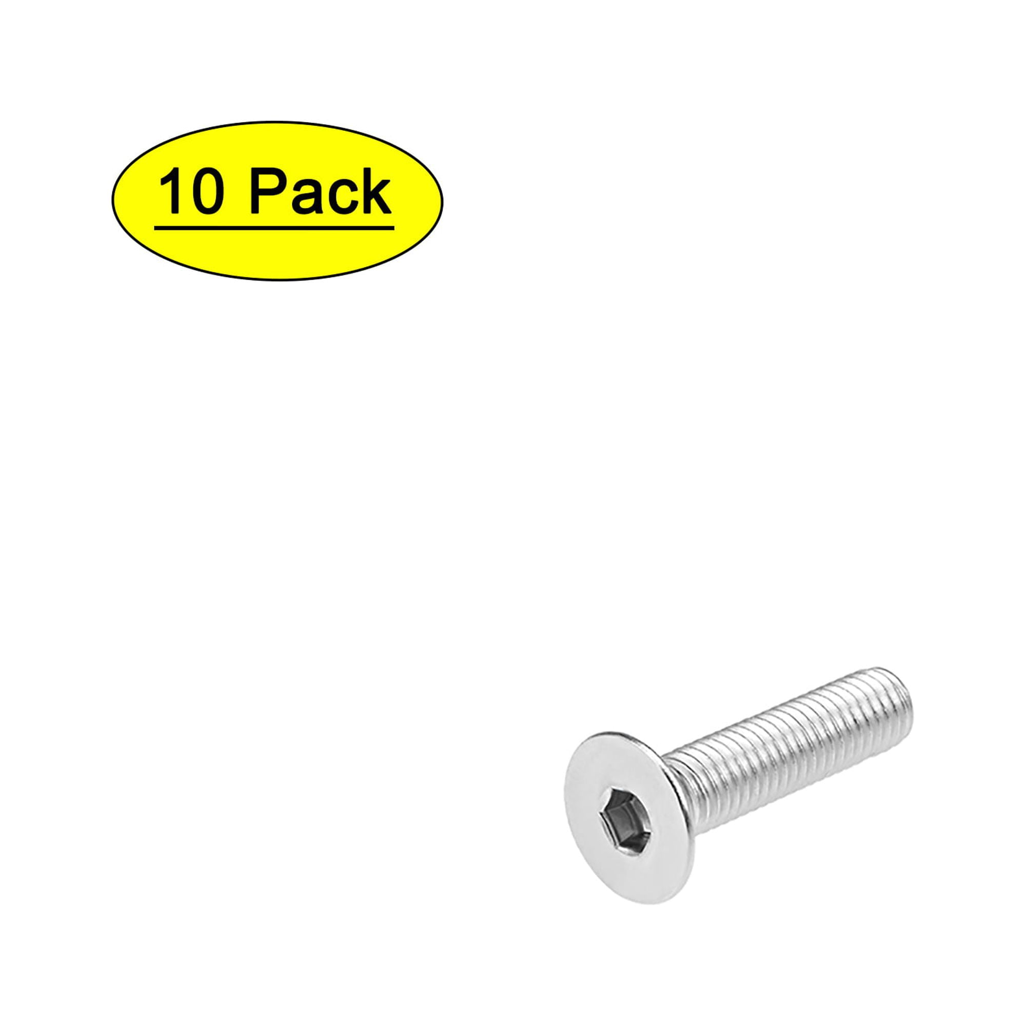Uxcell M8x35mm Flat Head Machine Screws Inner Hex Screw 304 Stainless Steel Fasteners Bolts 10 ...