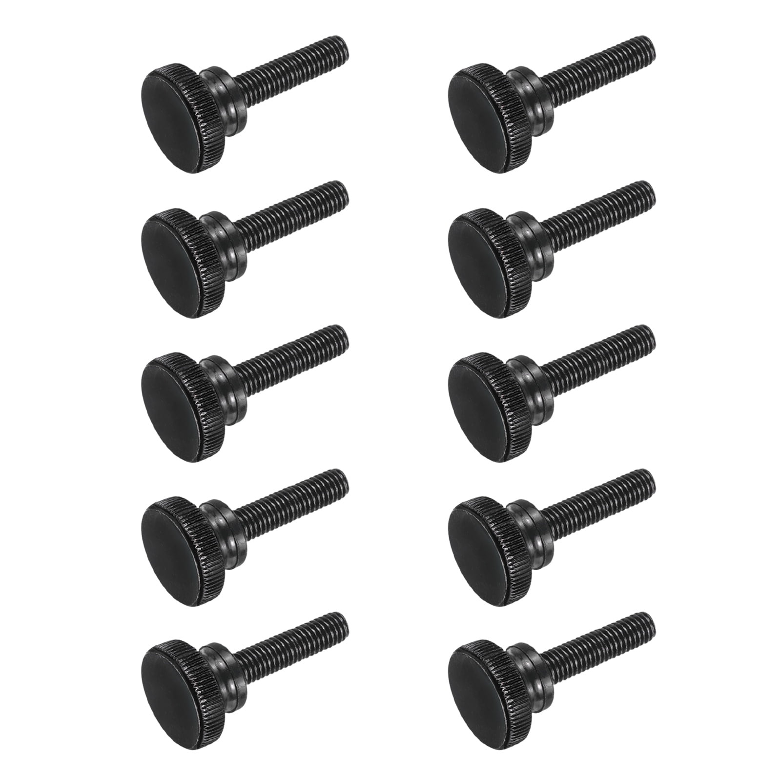 Uxcell M8x35mm Knurled Thumb Screws, Black Steel Flat Head Thumb Screws Zinc Plated Metric ...