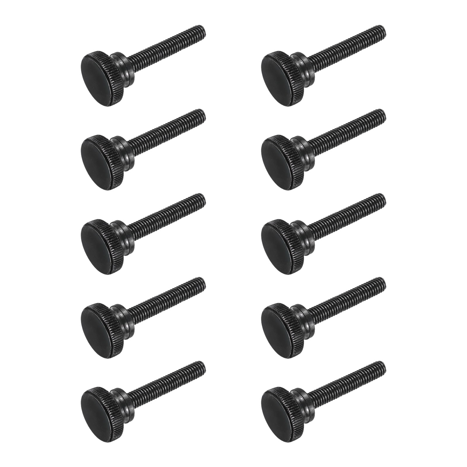 Uxcell M8x45mm Knurled Thumb Screws, Black Steel Flat Head Thumb Screws ...