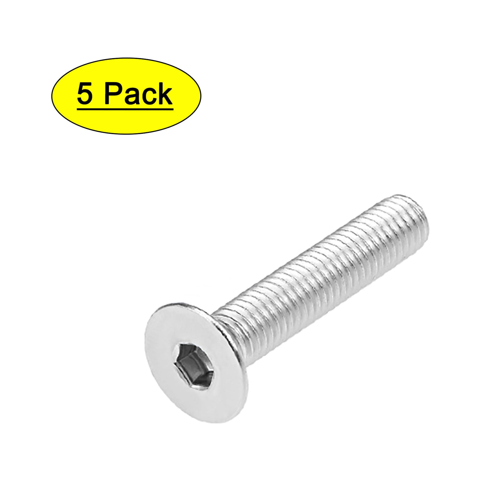 Uxcell M8x50mm Flat Head Machine Screws Inner Hex Screw 304 Stainless Steel Fasteners Bolts 5 ...