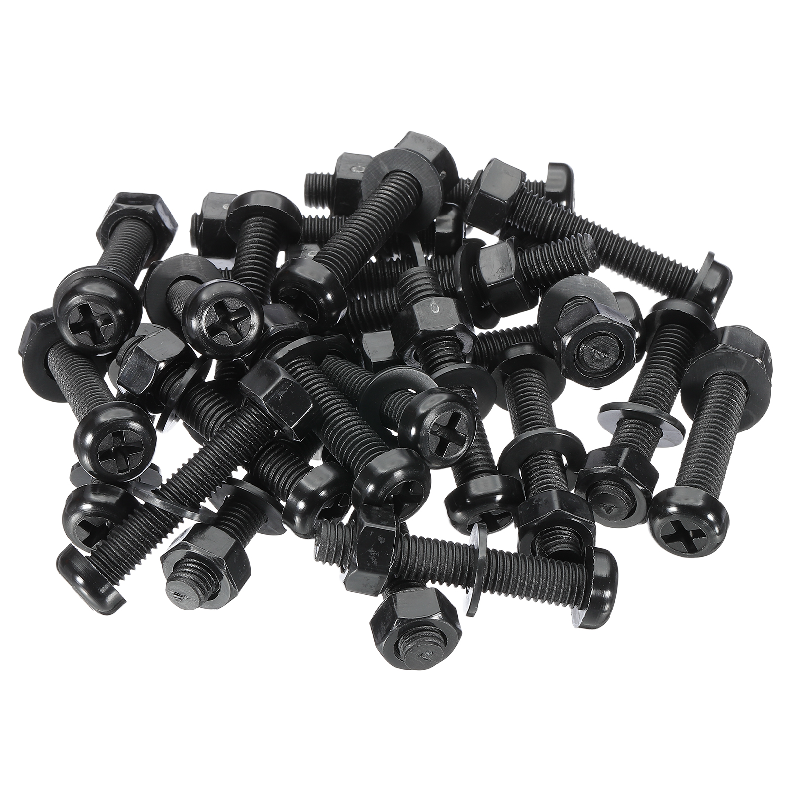 Uxcell M8x50mm Black Nylon Bolts Plastic Nuts Full Thread Head Screws ...