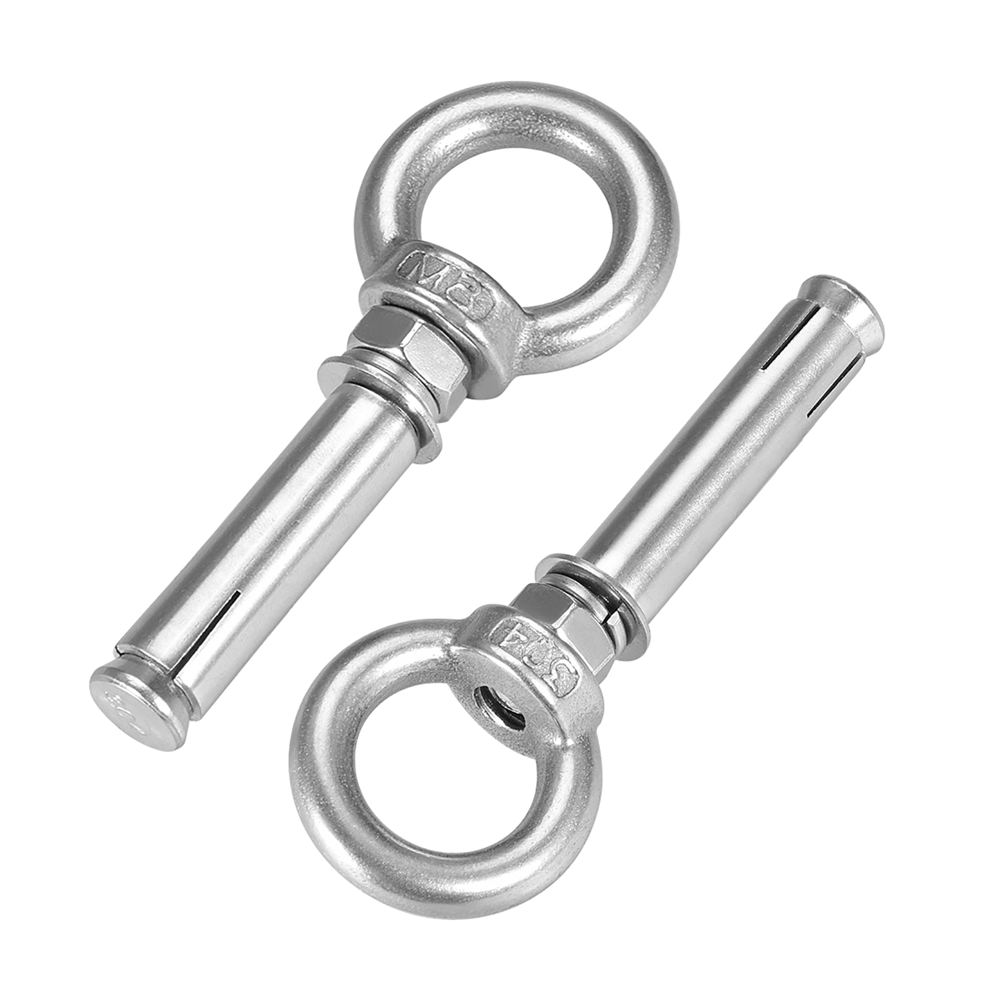 Uxcell M8x70 Expansion Eyebolt Screw Eye Nuts with Ring Raw Bolts 2pcs ...