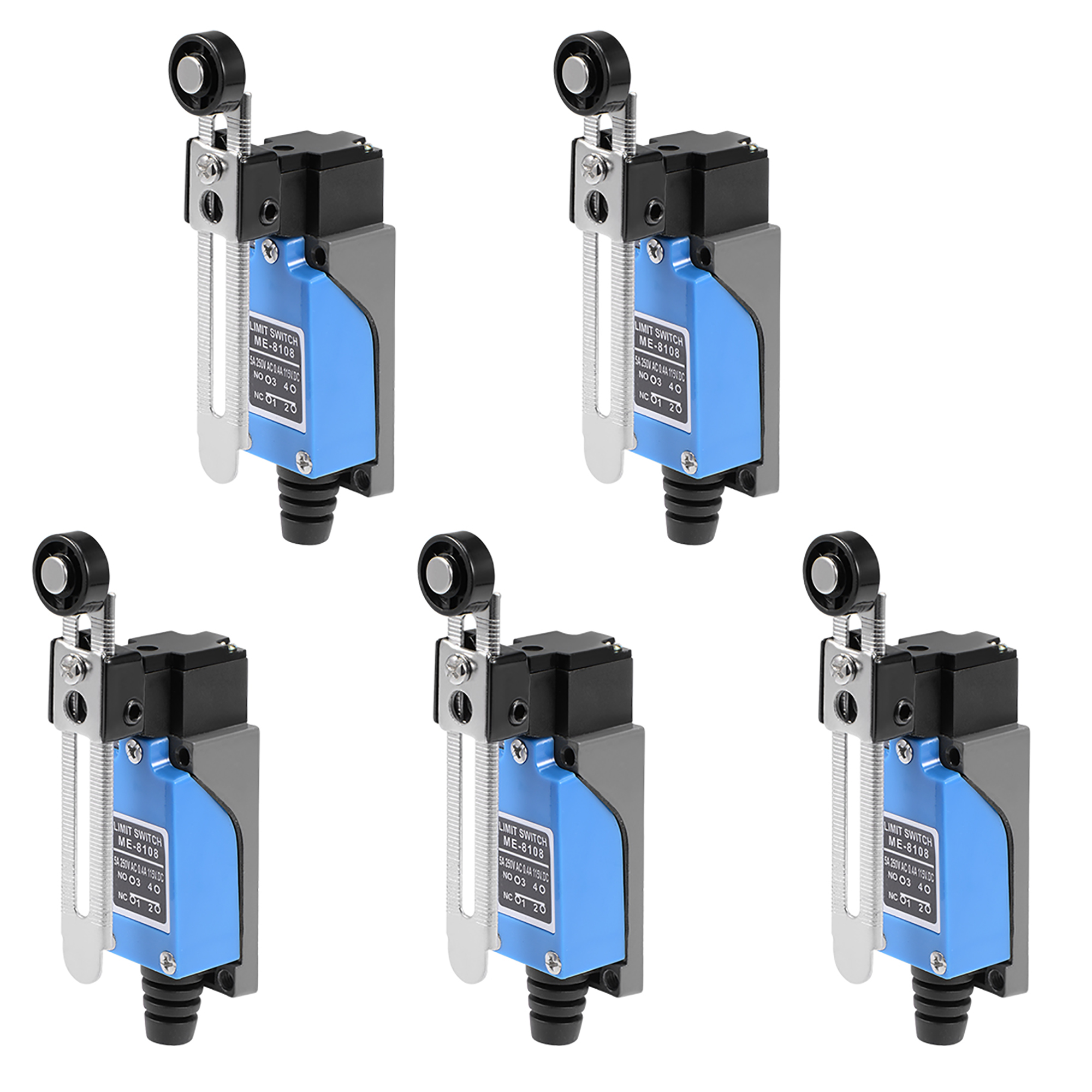 Uxcell ME-8108 1NC+1NO Adjustable Roller Lever Arm Momentary Limit Switches 5 Pack - Walmart.com