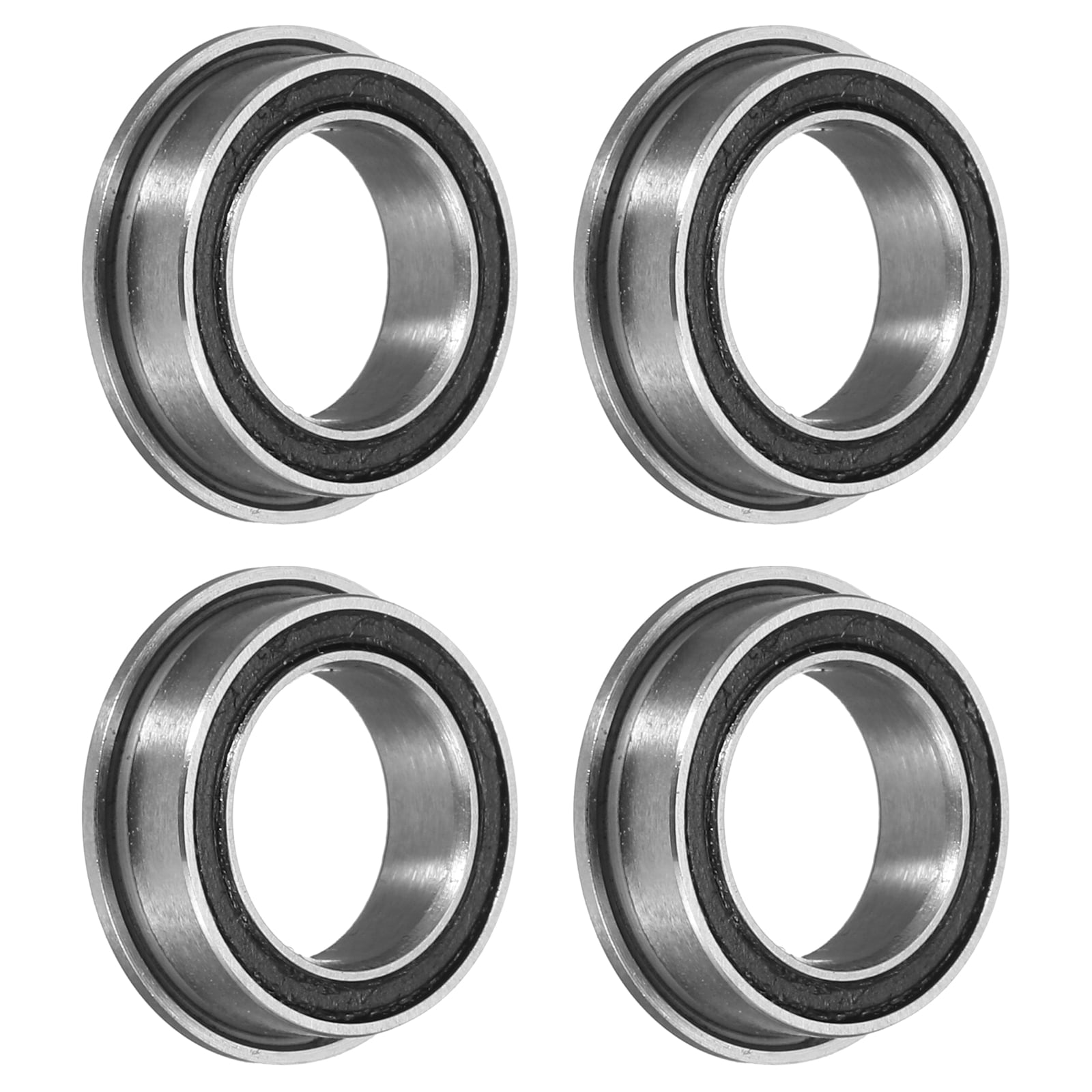 Uxcell MF128-2RS Flanged Ball Bearing, 4pcs 8 x 12 x 3.5 mm Chrome ...